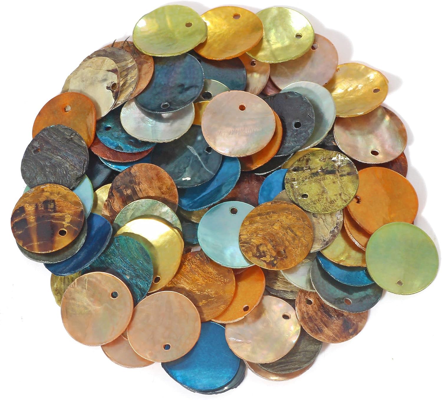 Amazon.com: Firstmeet Shell Beads 150pcs Natural 15mm Flat Round Mussel ...