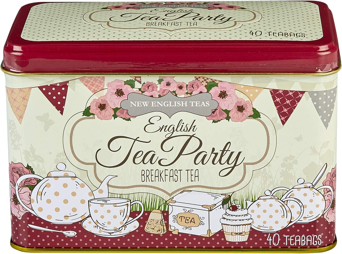 Amazon.com : New English Teas Vintage Victorian Tea Tin in Pink with ...