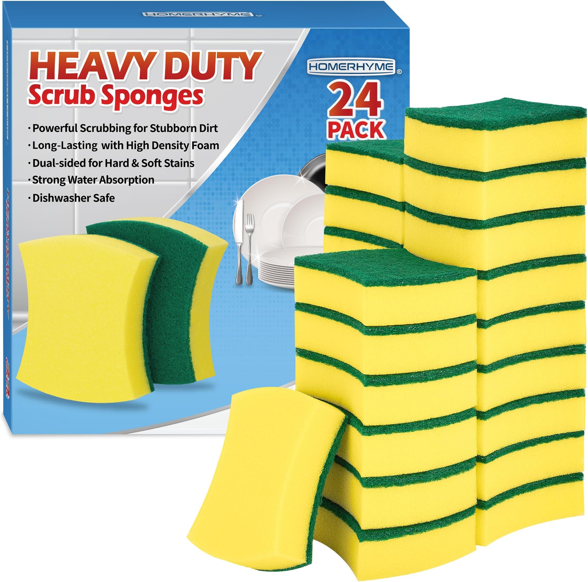 Amazon.com: Sponges Kitchen 16 Count, Heavy Duty Scrub Sponges for ...