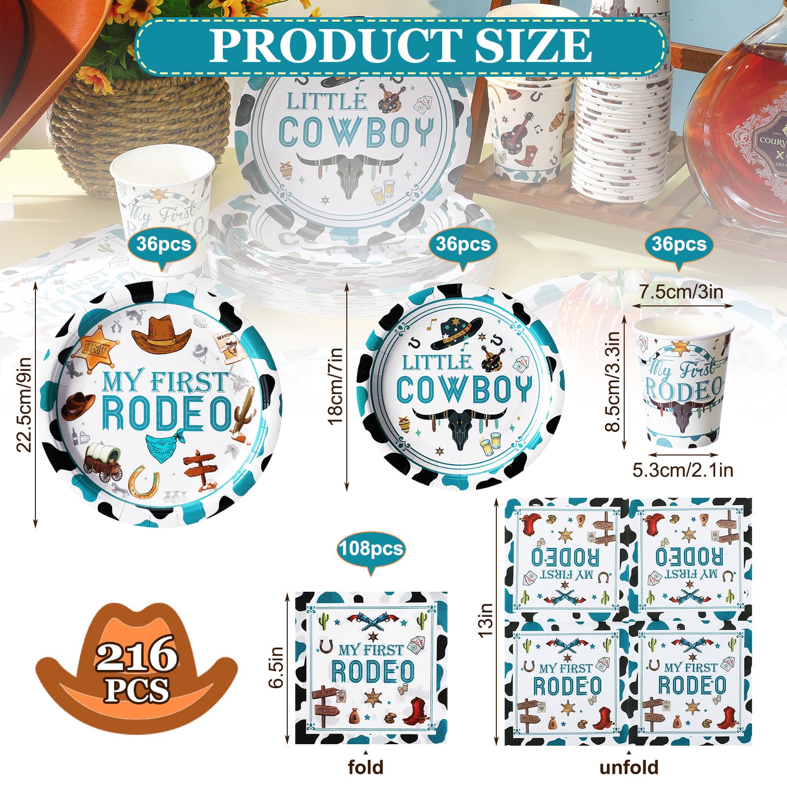 Snapklik.com : Baby Rodeo 1st Birthday Party Supplies Serve 36 Birthday ...