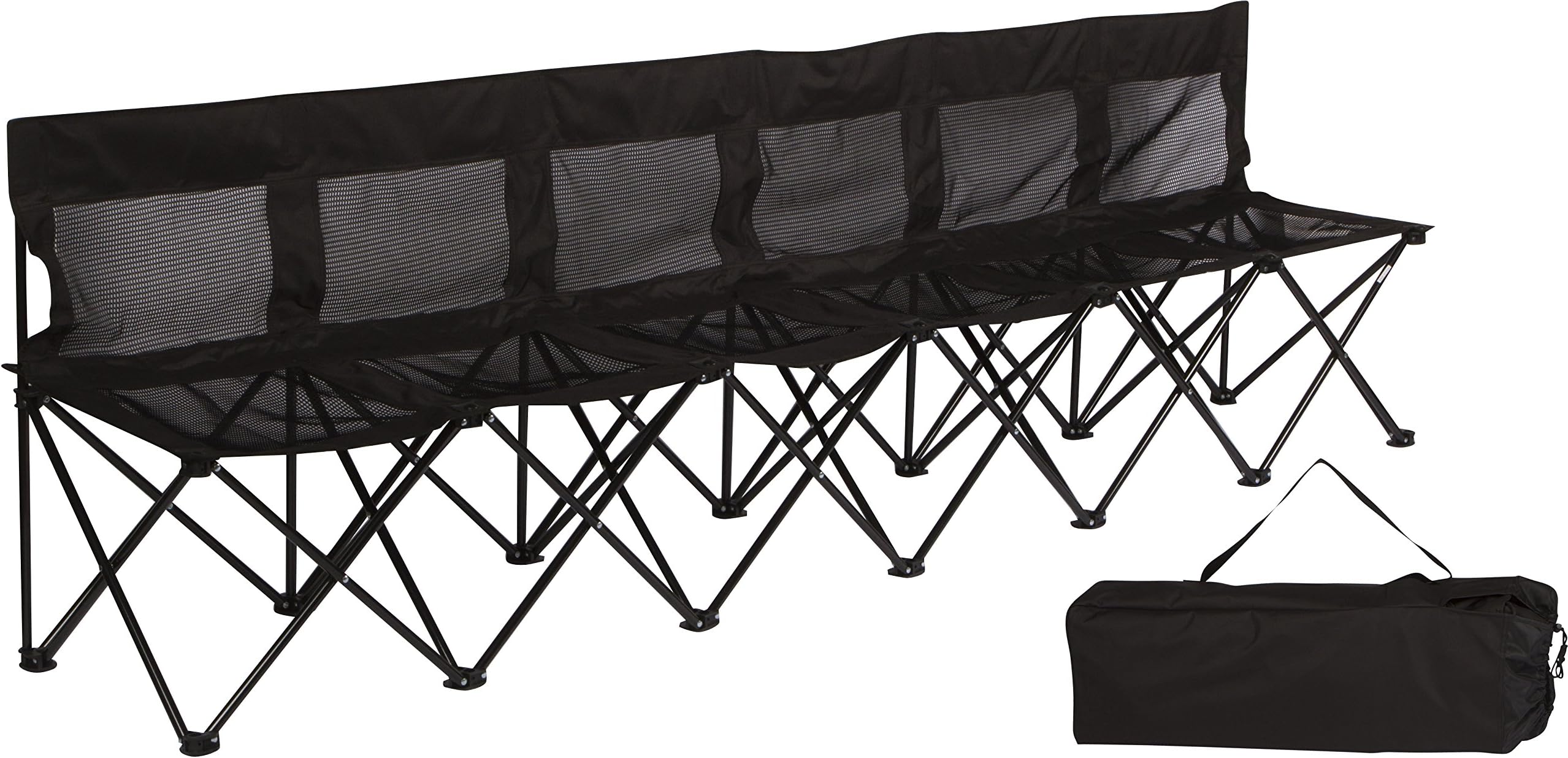 Amazon.com: GoTEAM! Pro 6 Seat Portable Folding Team Bench - Black ...