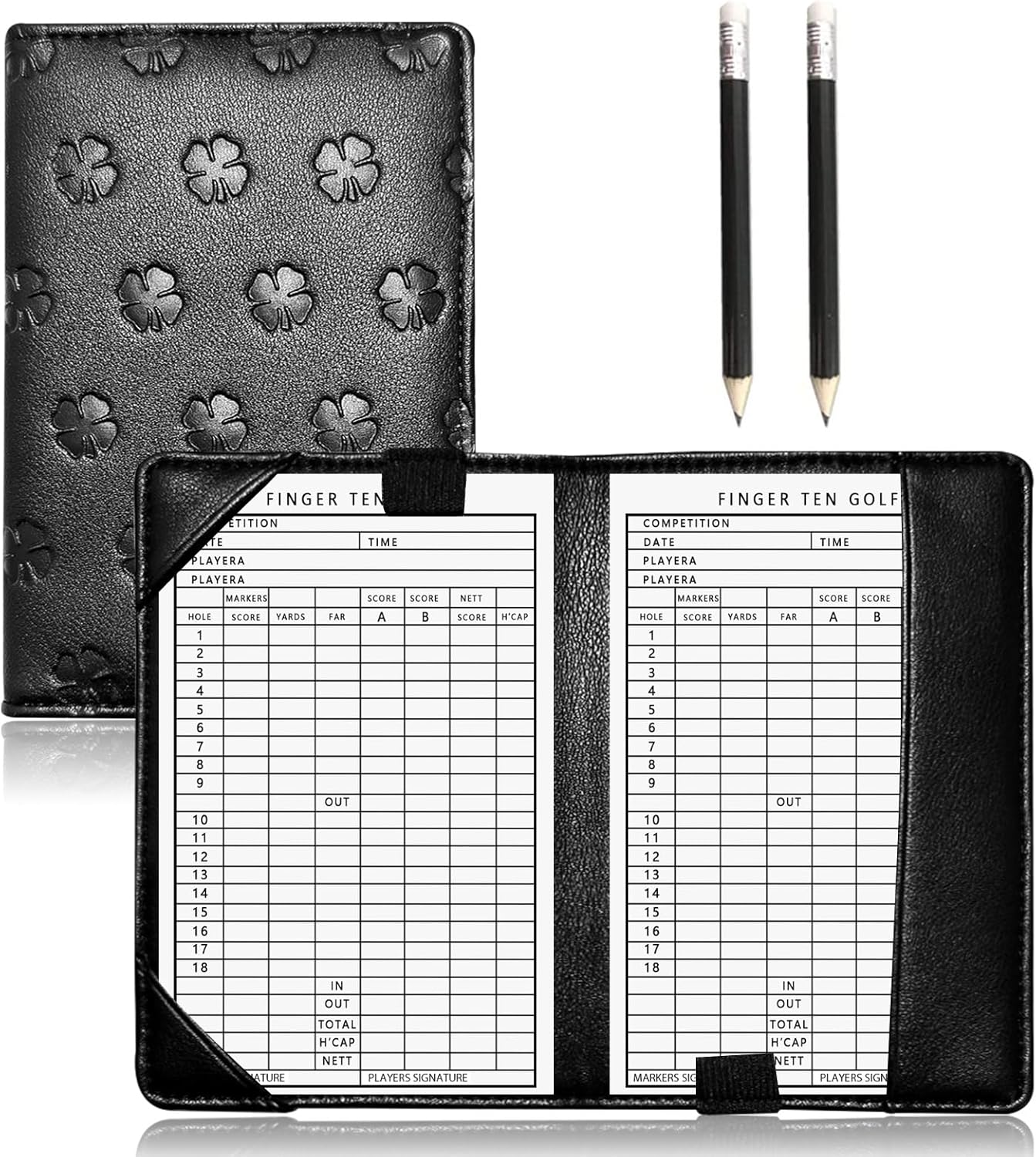 Amazon.com : FINGER TEN Golf Scorecard Holder with 2 Free Pencils Value ...