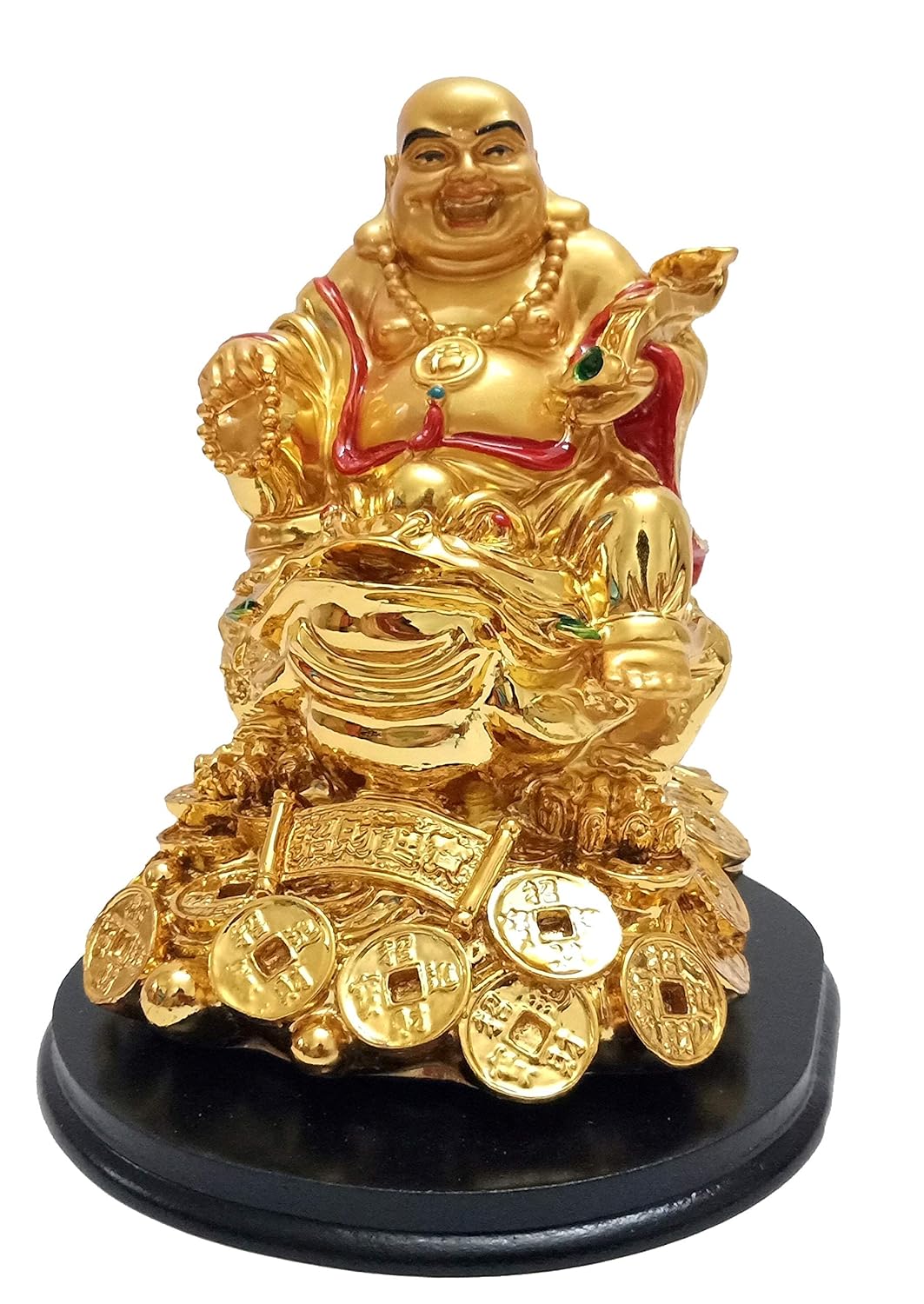 Buy Sheela Enterprises Lucky Feng Shui Golden Laughing Buddha on Money ...