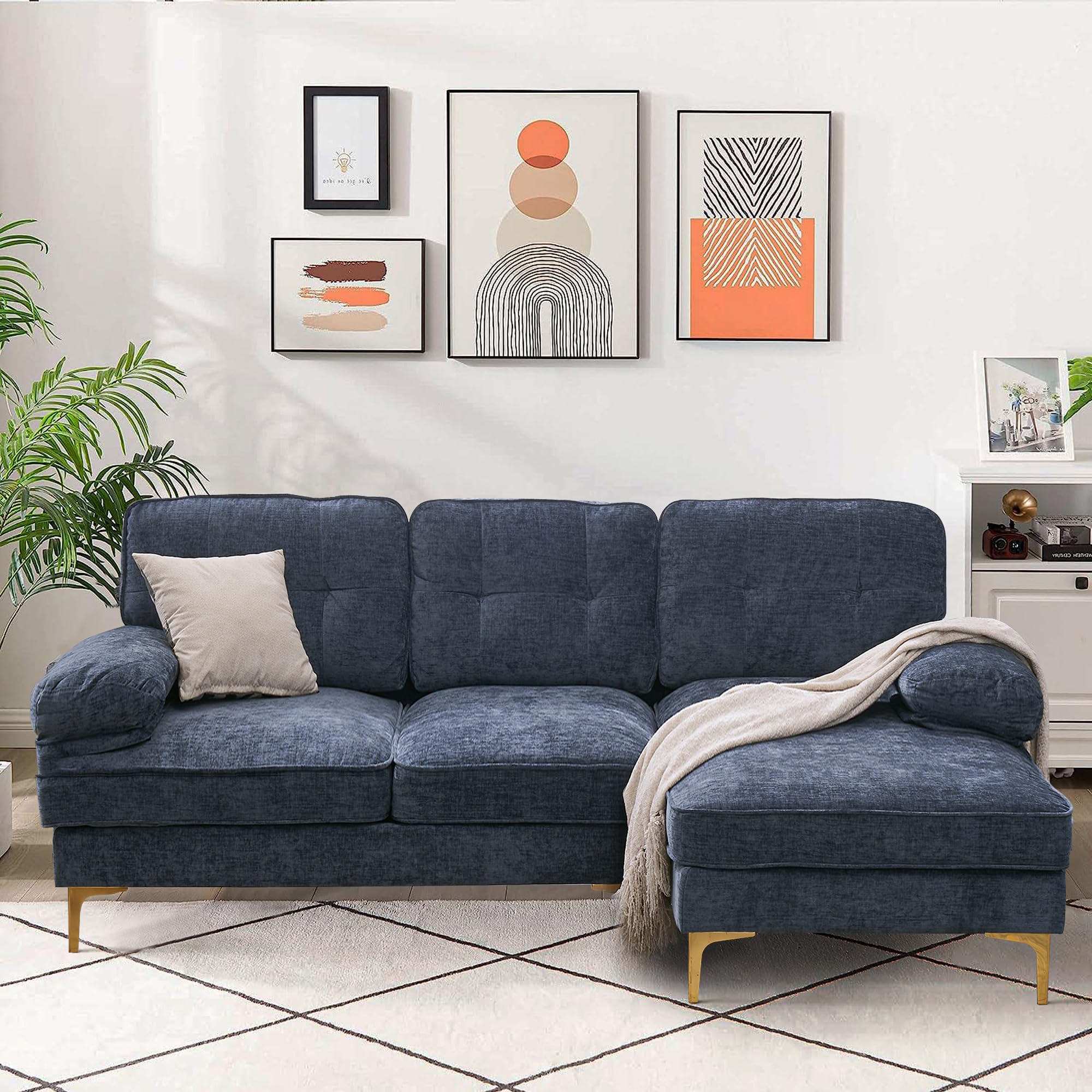 Amazon.com: VERYKE L Shape Sectional Sofa Couch,85'' Modern Chenille ...