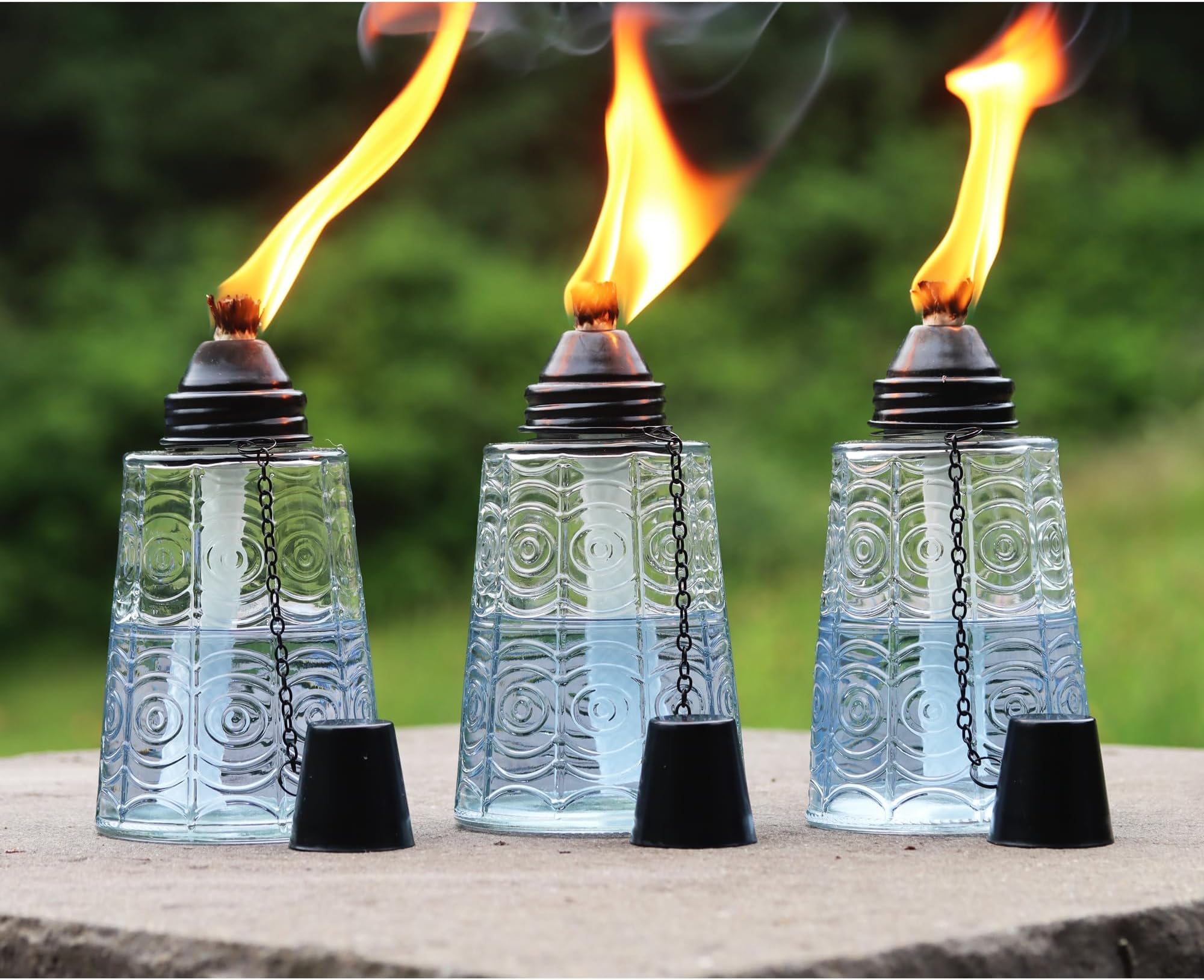 Amazon.com : OEXEO 4PCS Glass Outdoor Tabletop Torch Set,Torch Wicks ...