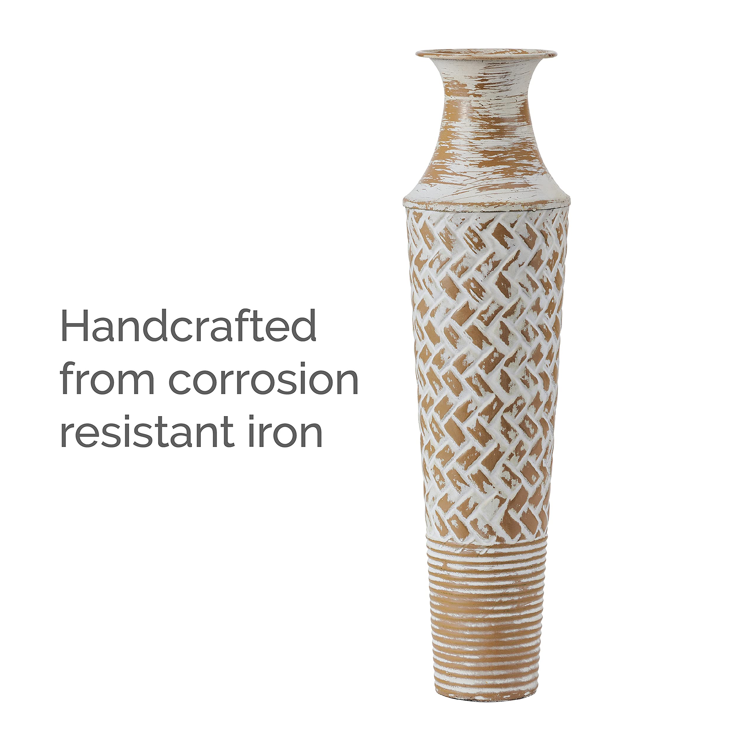 Elements Embossed Camel Weave Metal Vase-Table Centerpiece Farmhouse ...