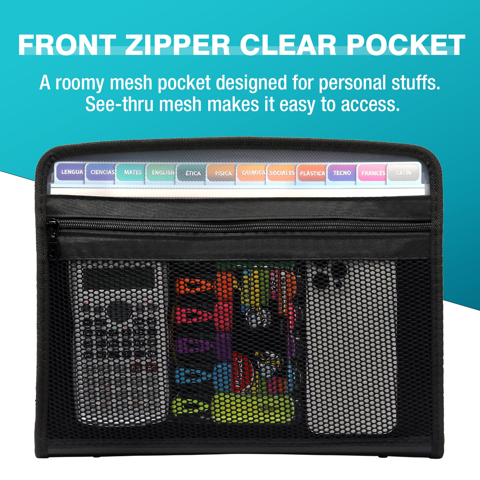 Snapklik.com : Zippered Accordian File Organizer, 13 Pocket Accordion ...