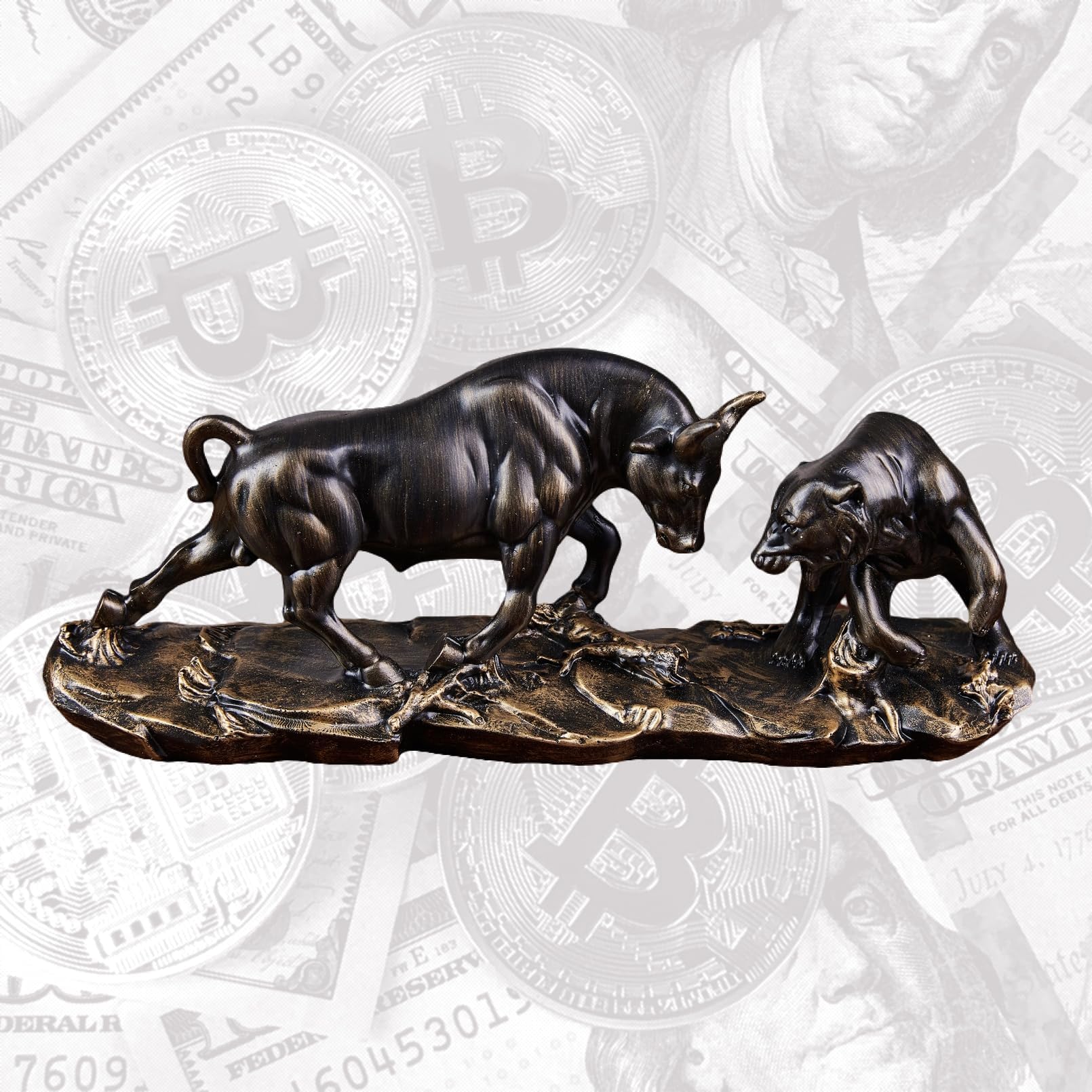 Amazon.com: NILEEBUKER Wall Street Bull and Bear Statue Bronze Patina ...