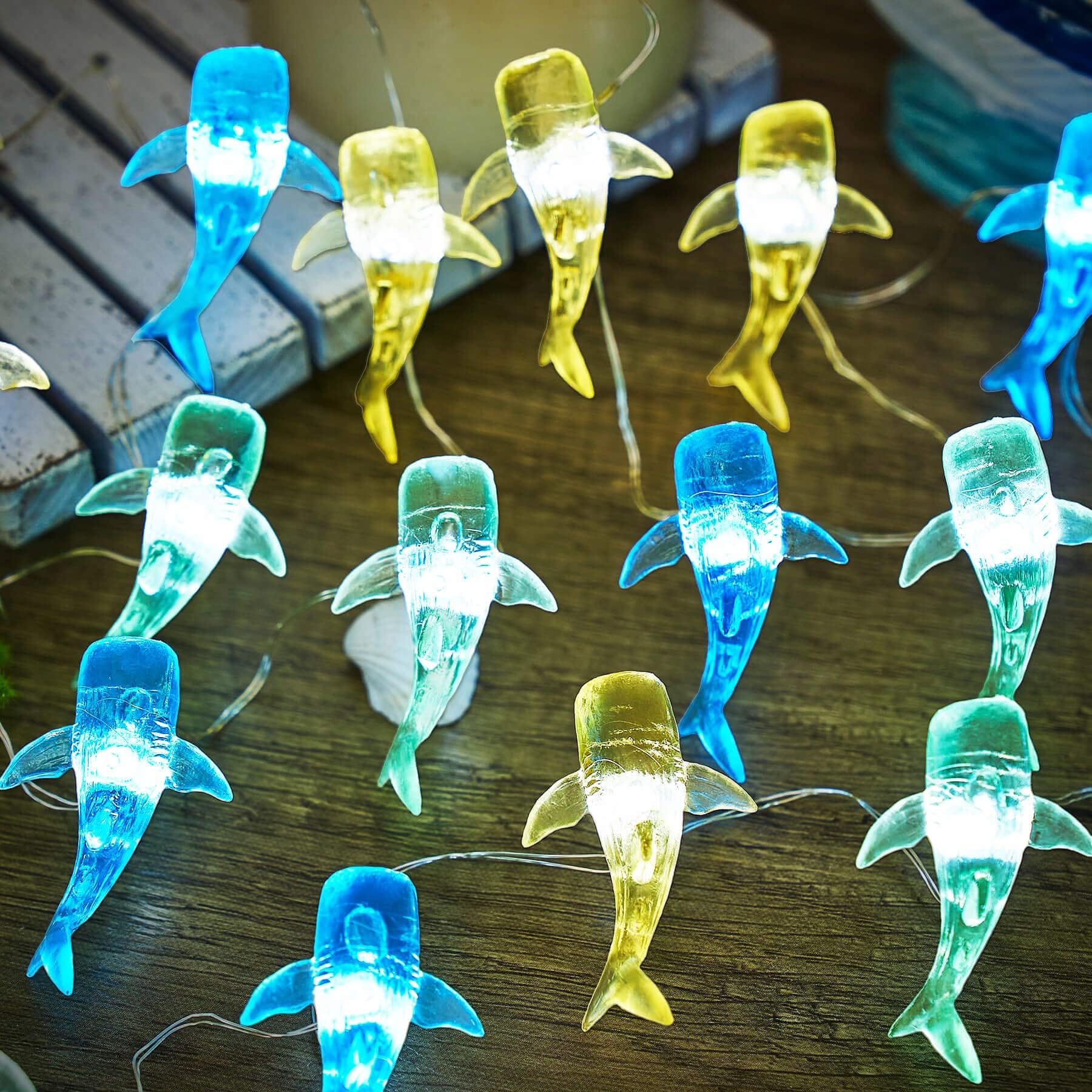 Amazon.com: GZMAY Indoor Outdoor Decor Shark String Lights,4.9ft ...