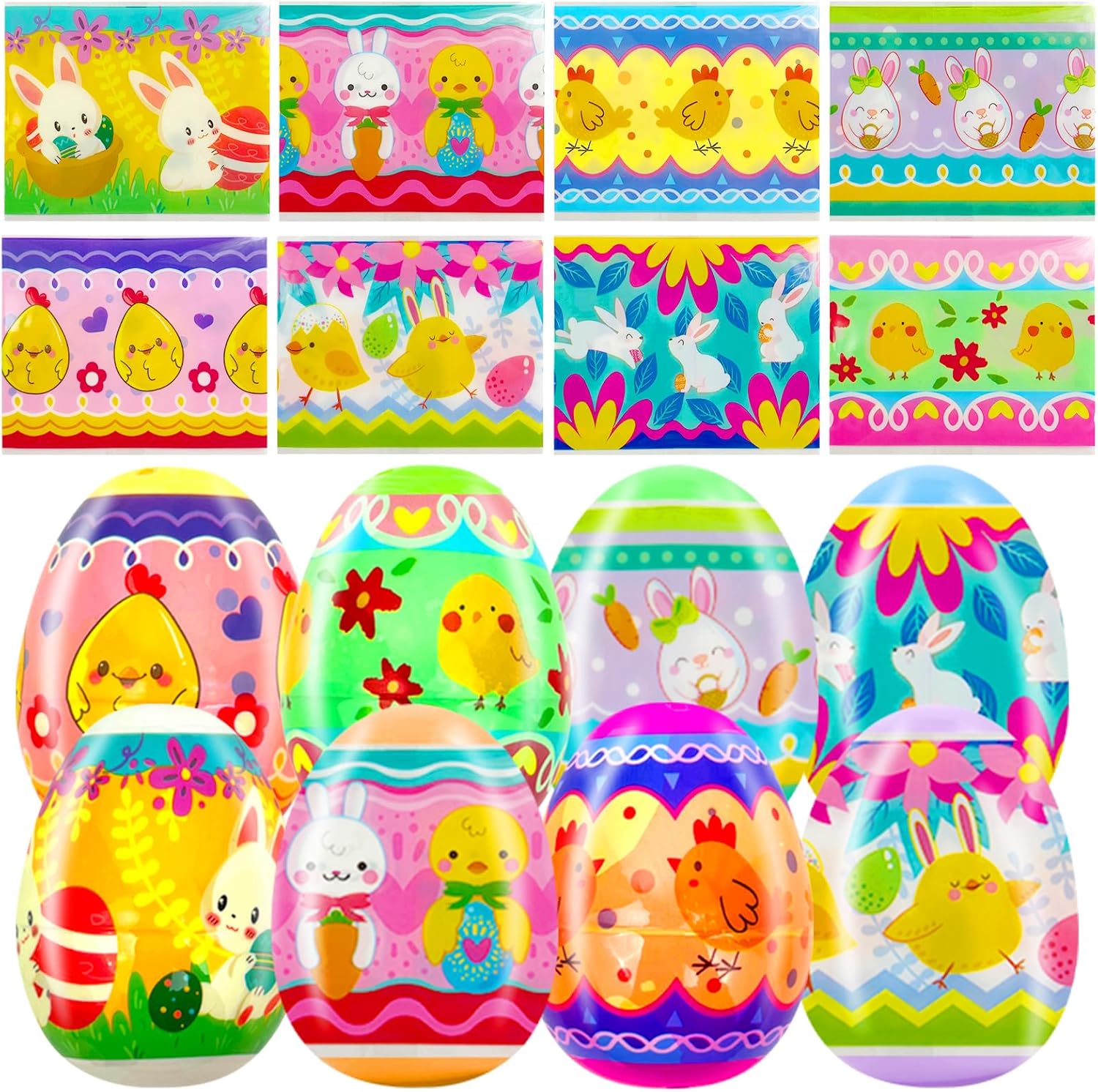 Amazon.com: 50 Pack Easter Eggs Wrapper Bulk Luminous Eggs Film Heat ...