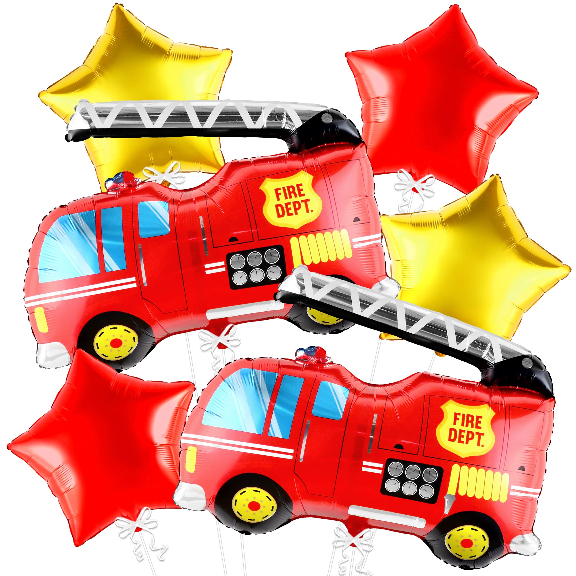 Amazon.com: Katchon, Fire truck Balloons for Birthday Set - Pack Of 6 ...