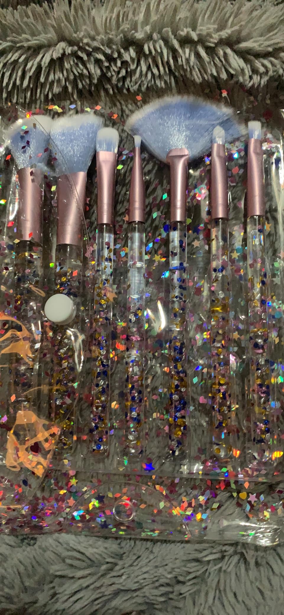 wimony Makeup Brush Set,7 PCS Glitter Make Up Brushes Premium Synthetic ...