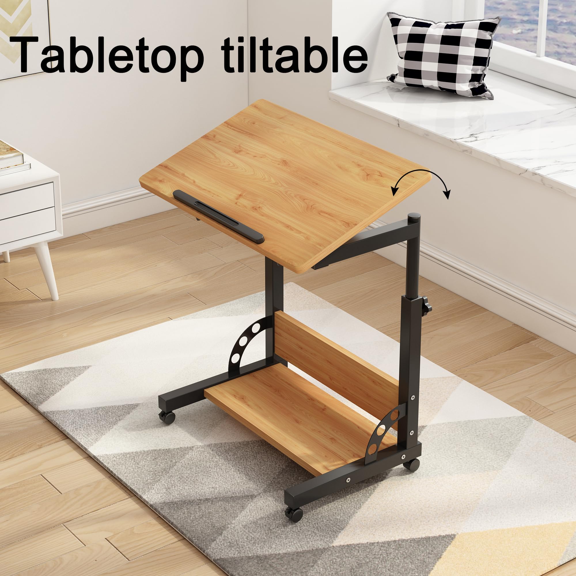 Snapklik.com : TigerDad Tiltable Rolling Laptop Table, Adjustable Height Standing Desk, Mobile ...