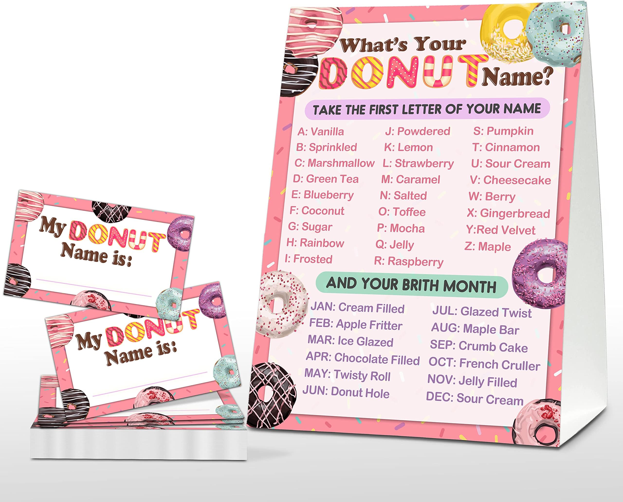Amazon.com: What's Your Donut Name Game - Sweet Donut Birthday Party ...