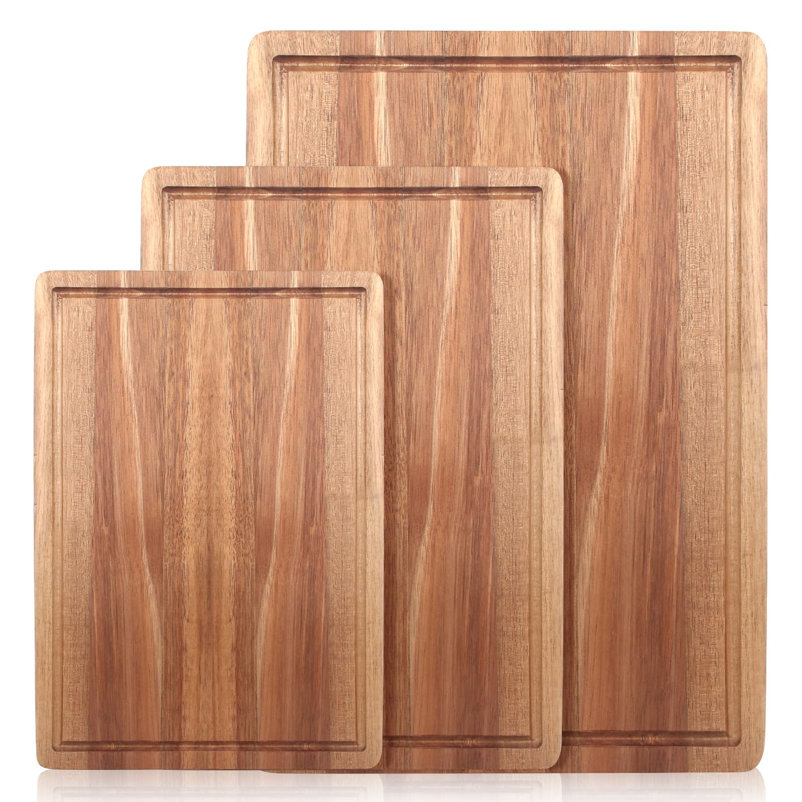 Amazon.com: Wooden Cutting Board Set of 3 Acacia Wood Charcuterie Board ...