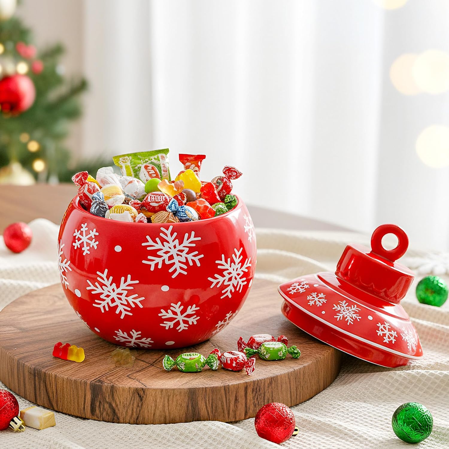 Amazon.com: Jetec Ceramic Christmas Candy Jar with Lid Christmas ...