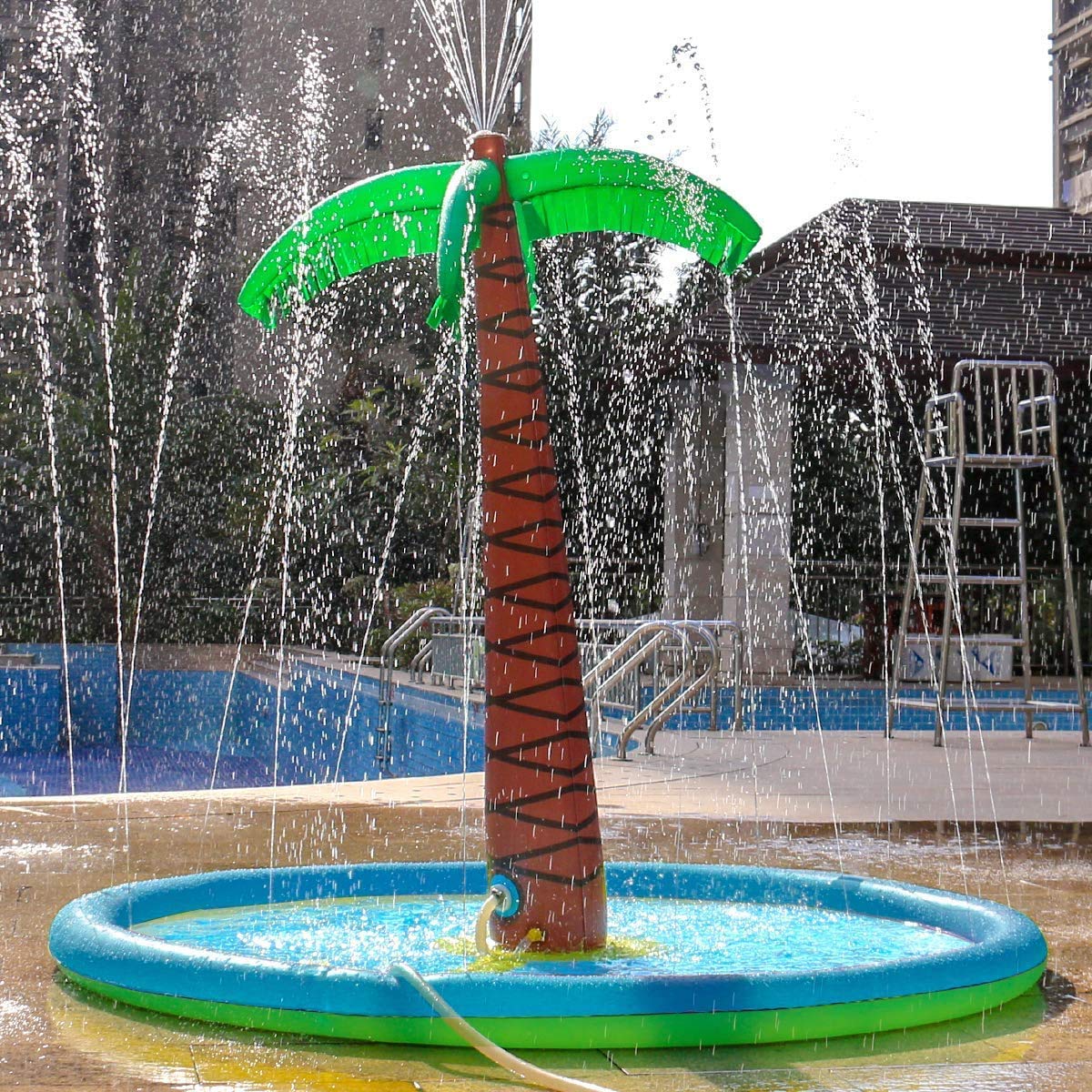 Buy Palm Tree Sprinkle and Splash Water Play Mat, Inflatable 70'' Water ...