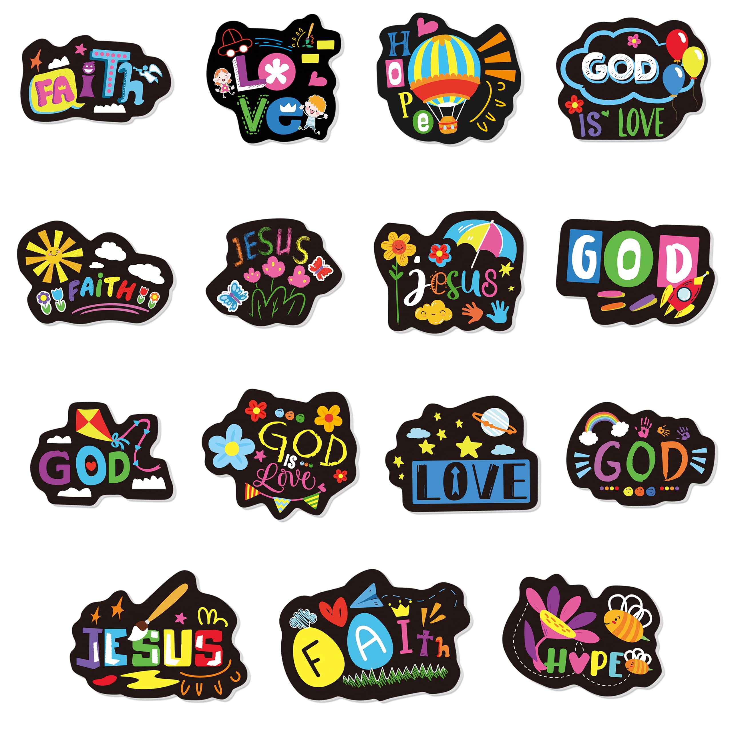 Snapklik.com : 300pcs Religious Cartoon Black Foam Stciekrs Sunday ...