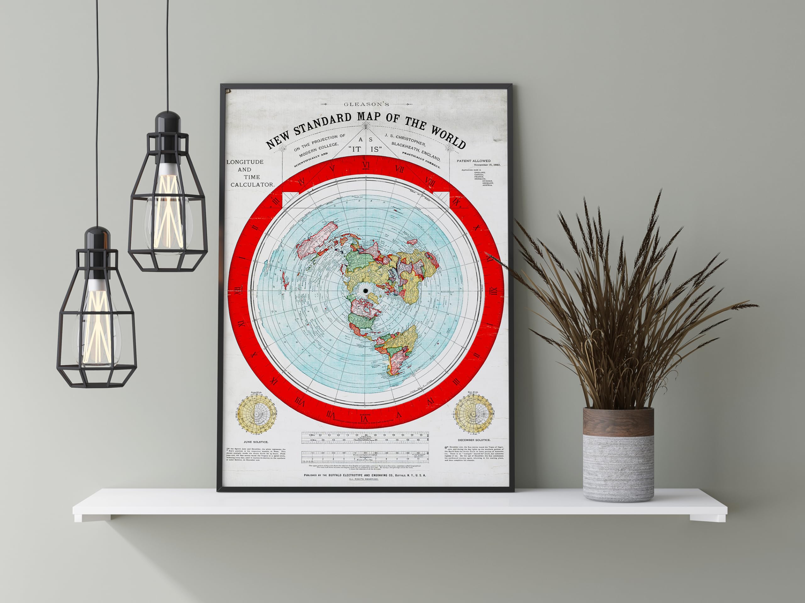 Amazon.com: Unframed 1892 Flat Earth Map of the World - Alexander Gleason's New Standard Wall ...