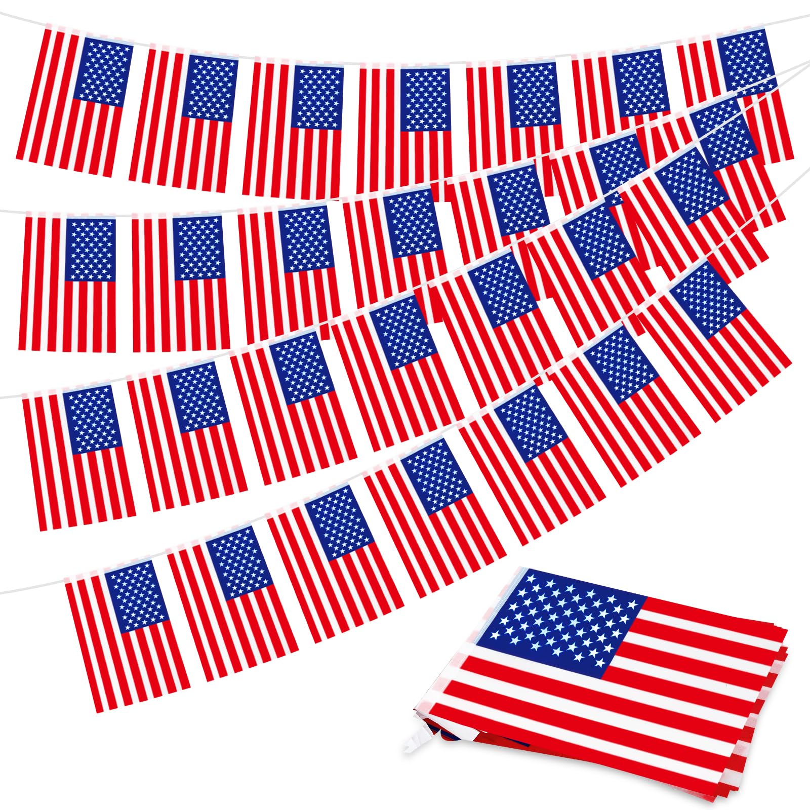 Snapklik.com : 32.8 Ft American Pennant Flags Banner, 30 Pcs Mini USA ...