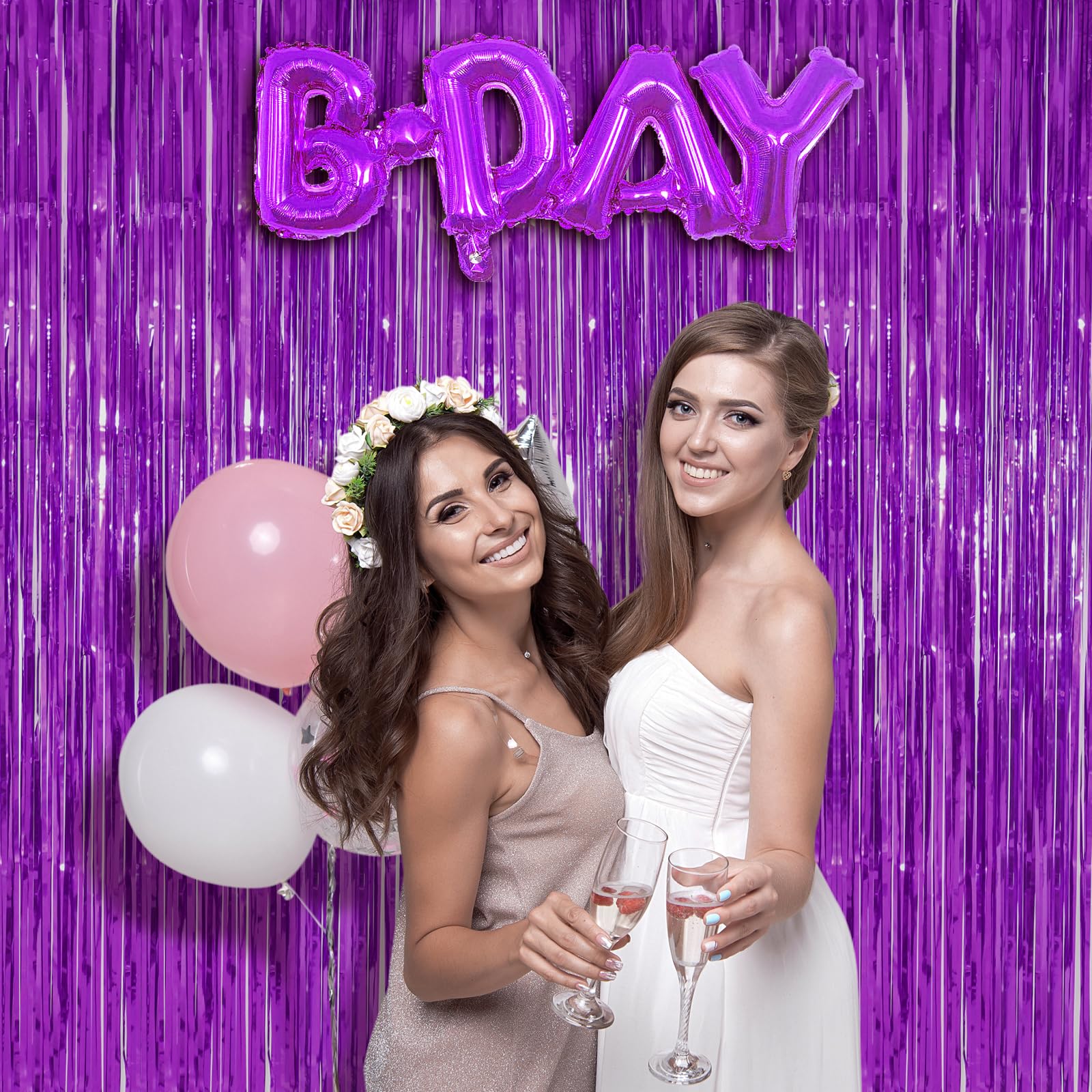 Snapklik.com : 3Pack Purple Party Streamers 3.2ft X 8.2ft Foil Fringe ...