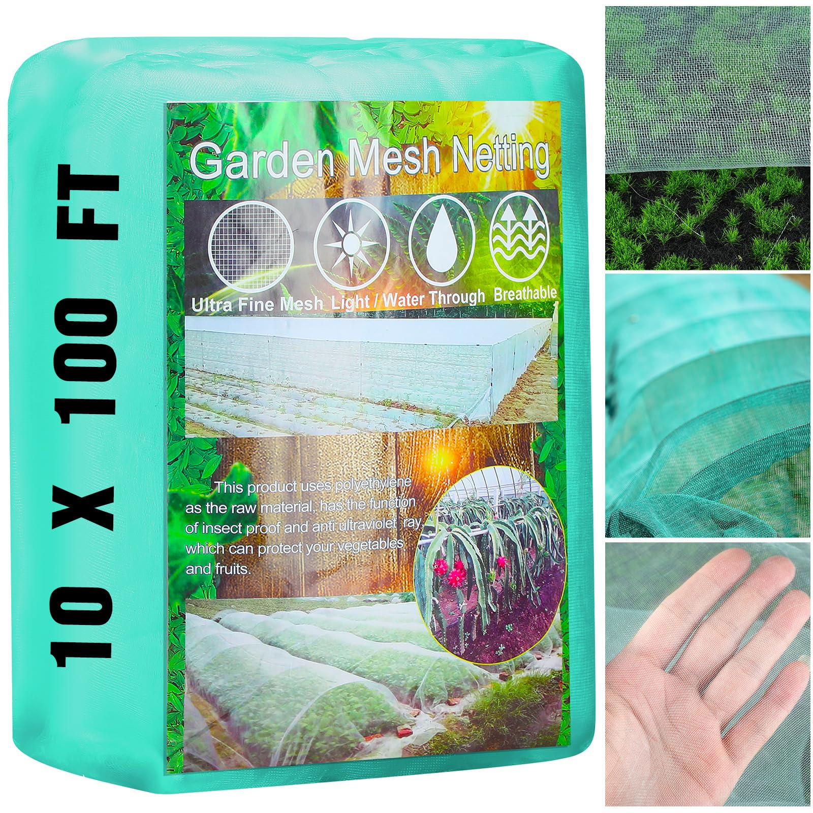 Amazon.com : Woanger 10 x 100 ft Garden Mesh Netting Ultra Fine Plant ...