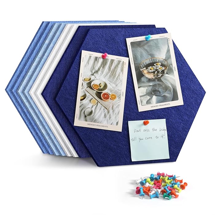 Buy Uoisaiko 30cm Large Felt Hexagon Bulletin Board with 30 Push Pins ...