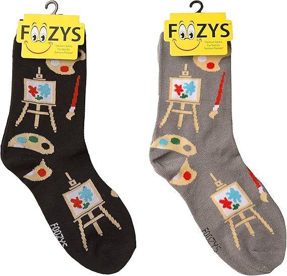 Amazon.com: Foozys Women’s Crew Socks | Artist Palette Fun Designs ...