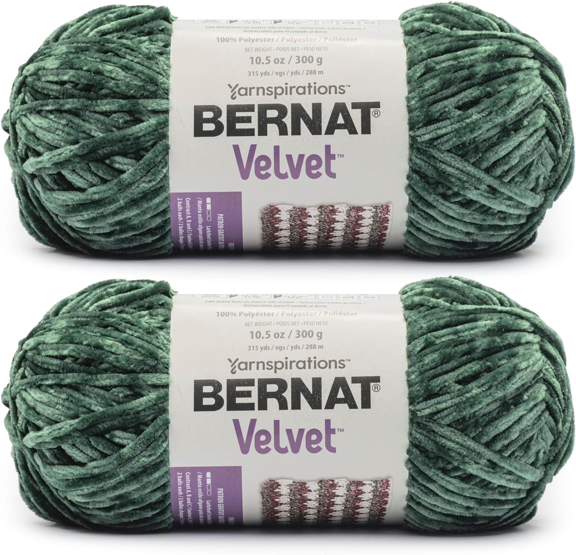Bernat Velvet Pine Yarn - 2 Pack of 10.5oz/300g - Polyester - #5 Bulky ...