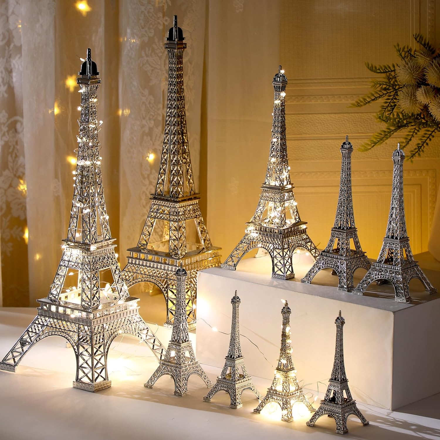 Amazon.com: Hicarer 9 Pcs Eiffel Tower Statue Decor 5-15 Inch 5 Size ...