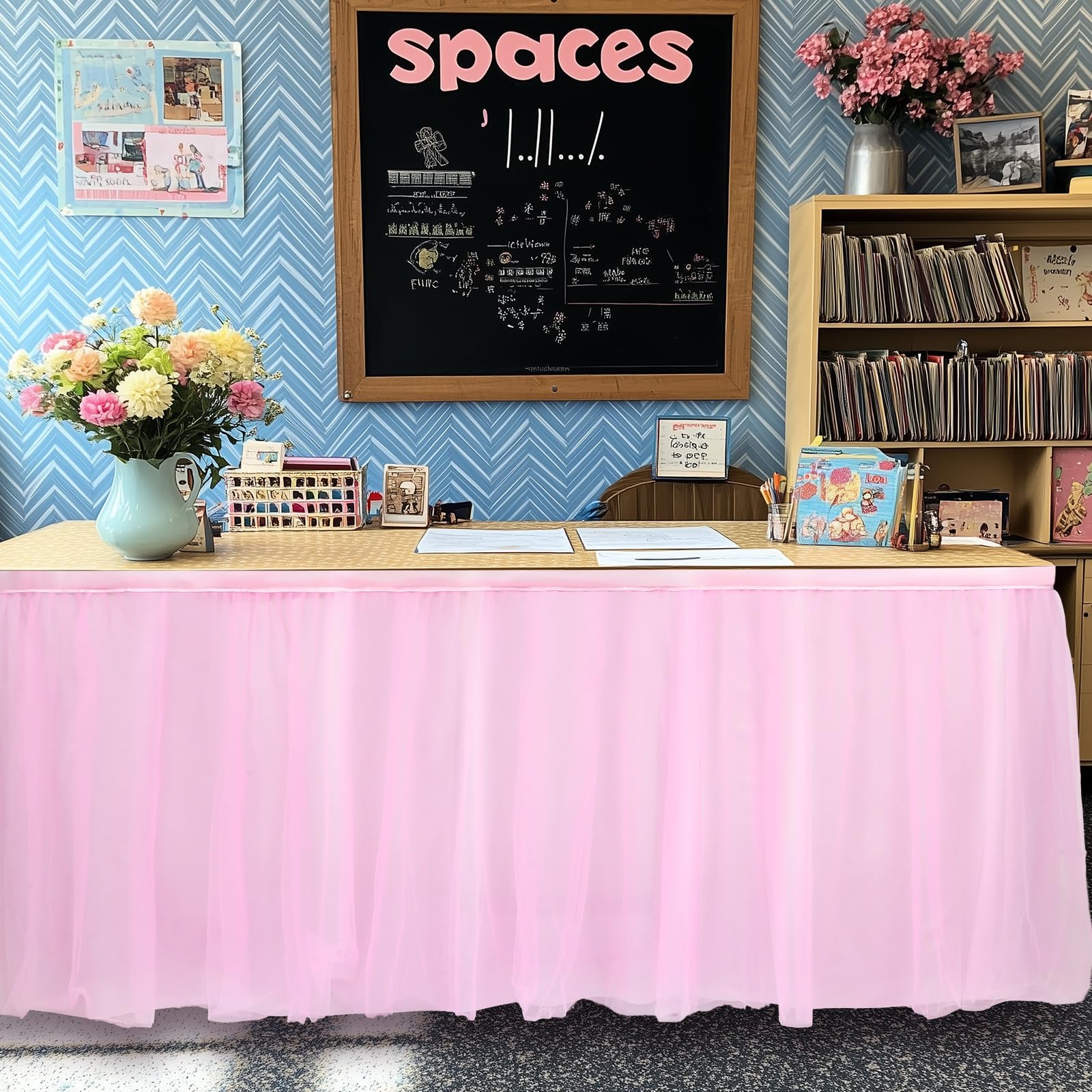 Snapklik.com : 6 Ft X 30 In Teacher Desk Skirt Pink Tulle Desk Skirt ...
