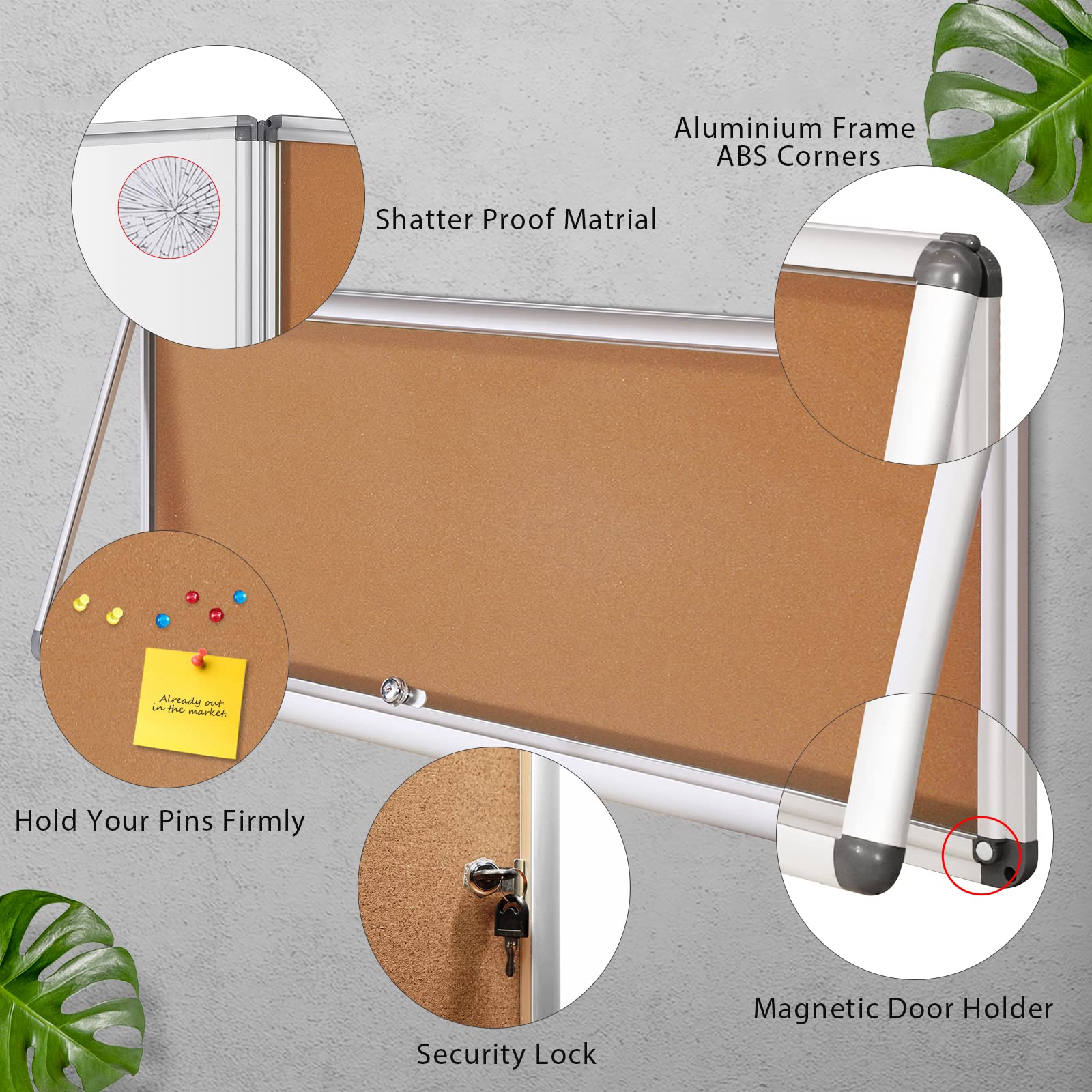 Swansea Locking Bulletin Board Tamper-Proof Notice Board Cork Display ...