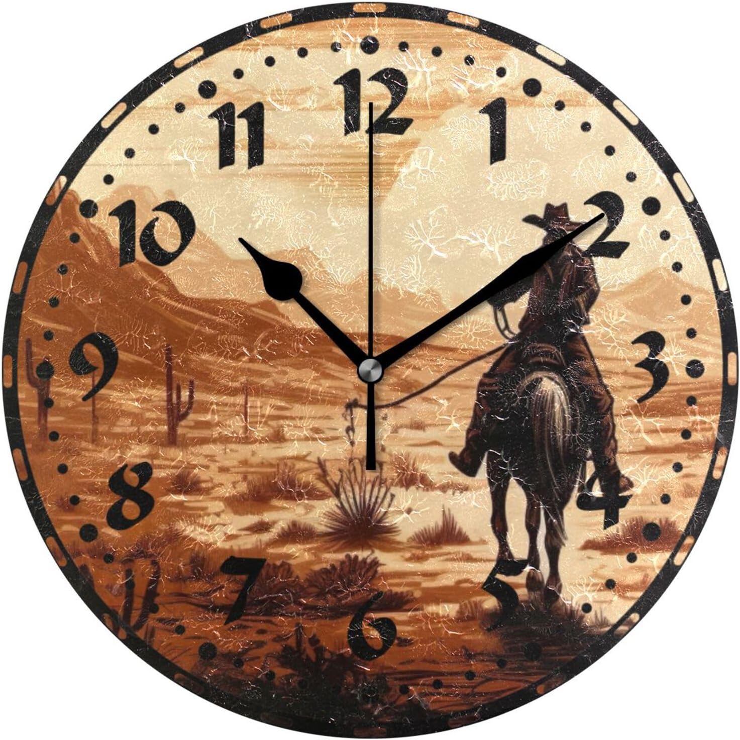 Amazon.com: xigua Vintage Western Cowboy Wall Clock, Silent Non Ticking ...