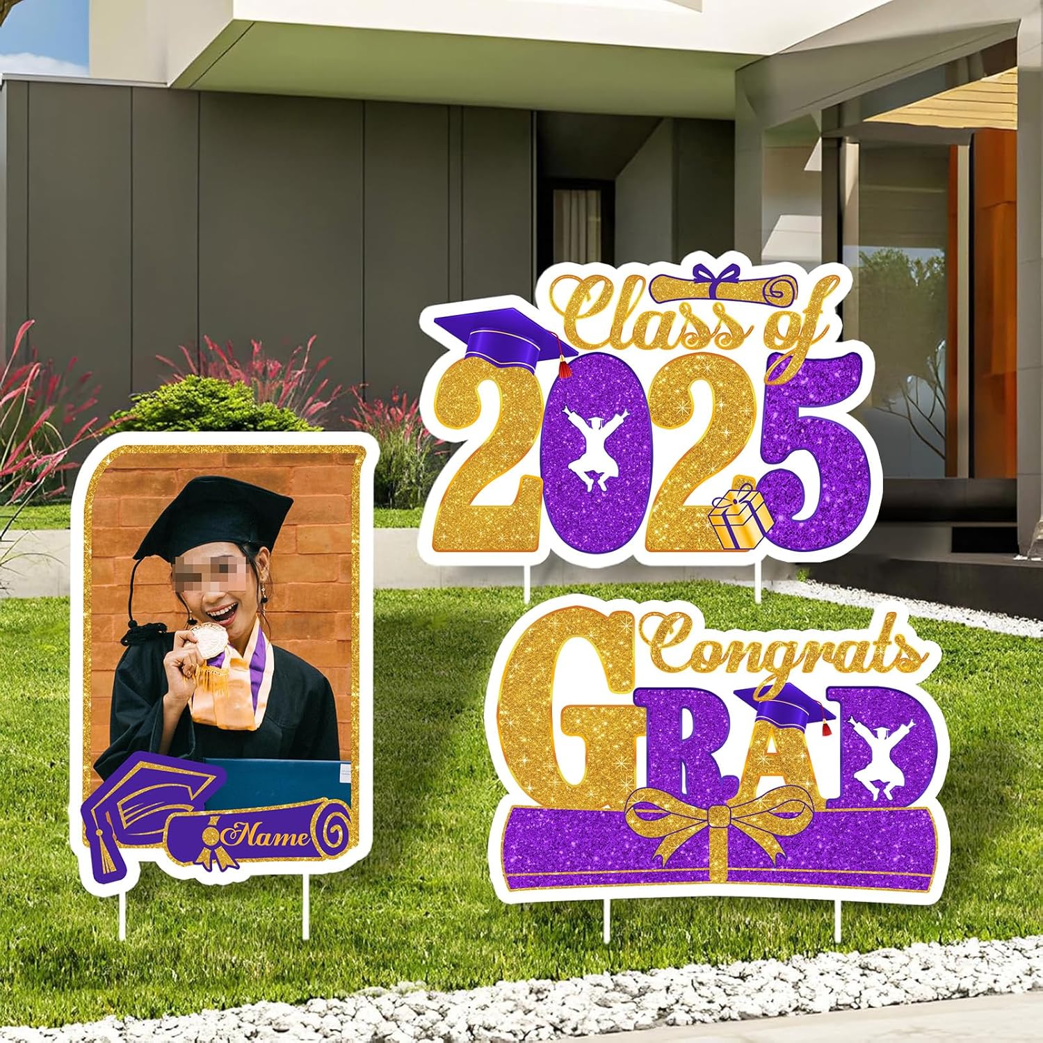 Amazon.com : Dicodes Personalized Graduation Yard Sign with Photo Name ...