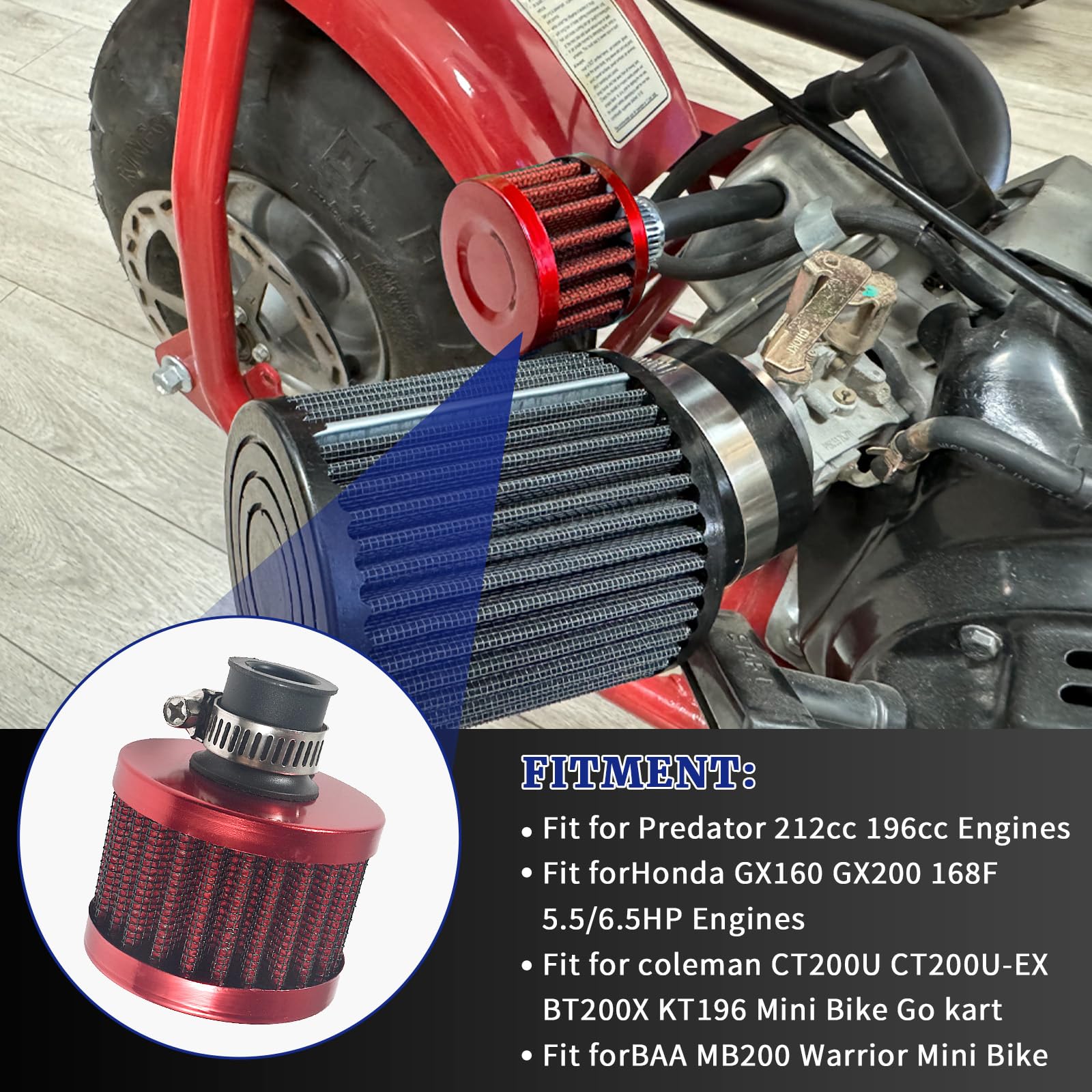 Go Kart Tire Go Kart Parts Upgrades Mini Bike Air Filter Kit - Upgraded ...