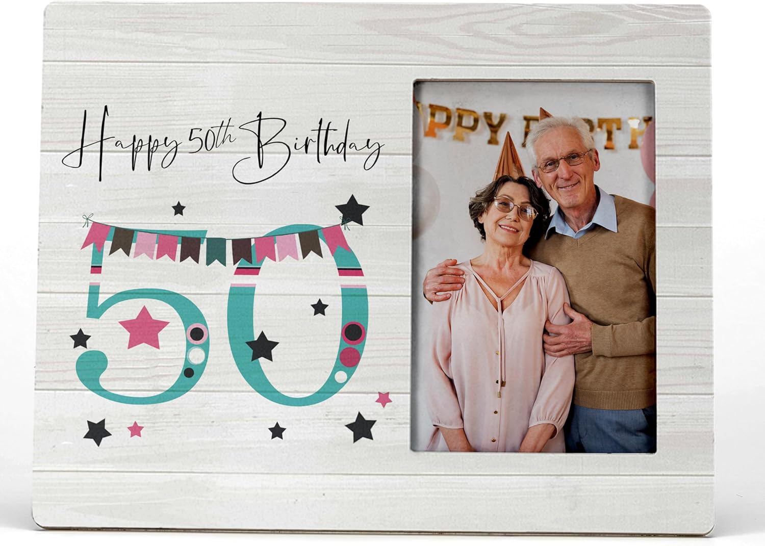 Amazon.com - FONDCANYON Happy 50th Birthday Picture Photo Frame,Fifty ...