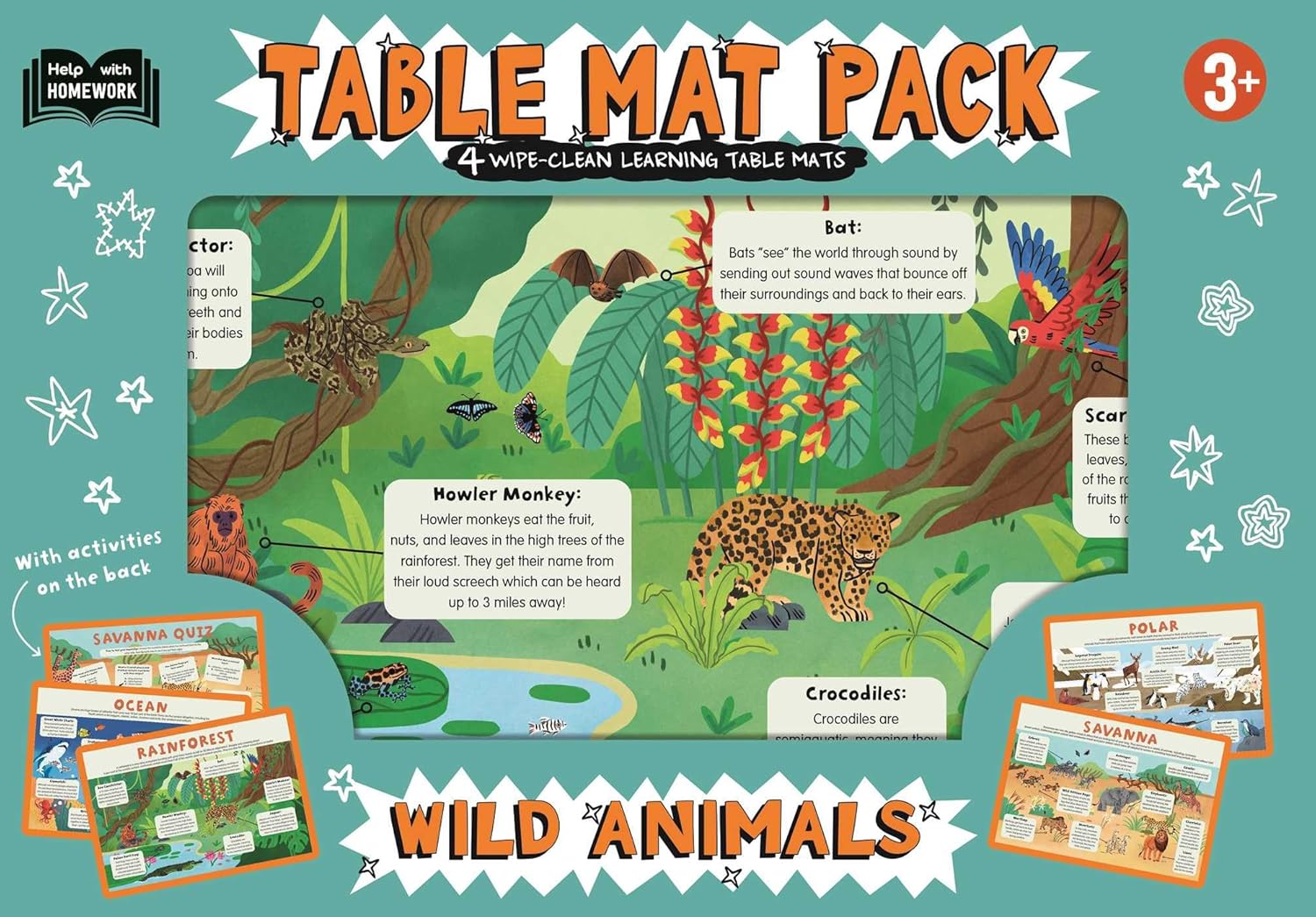 First Time Learning Wild Animals Table Mat Pack: For Ages 3 & Up ...