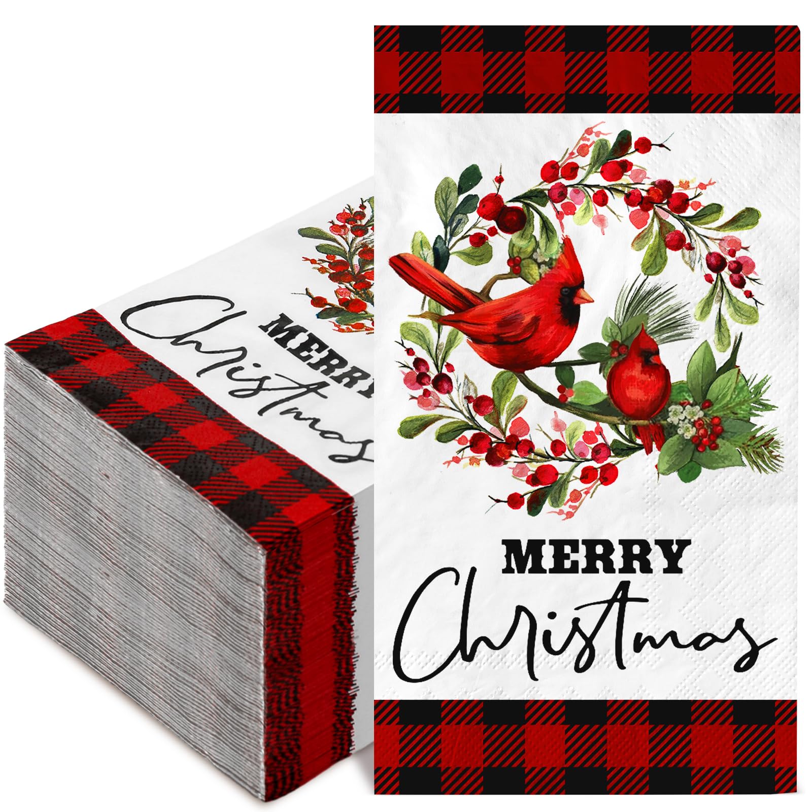 Amazon.com: AnyDesign 100 Pack Christmas Guest Napkins Xmas Watercolor ...