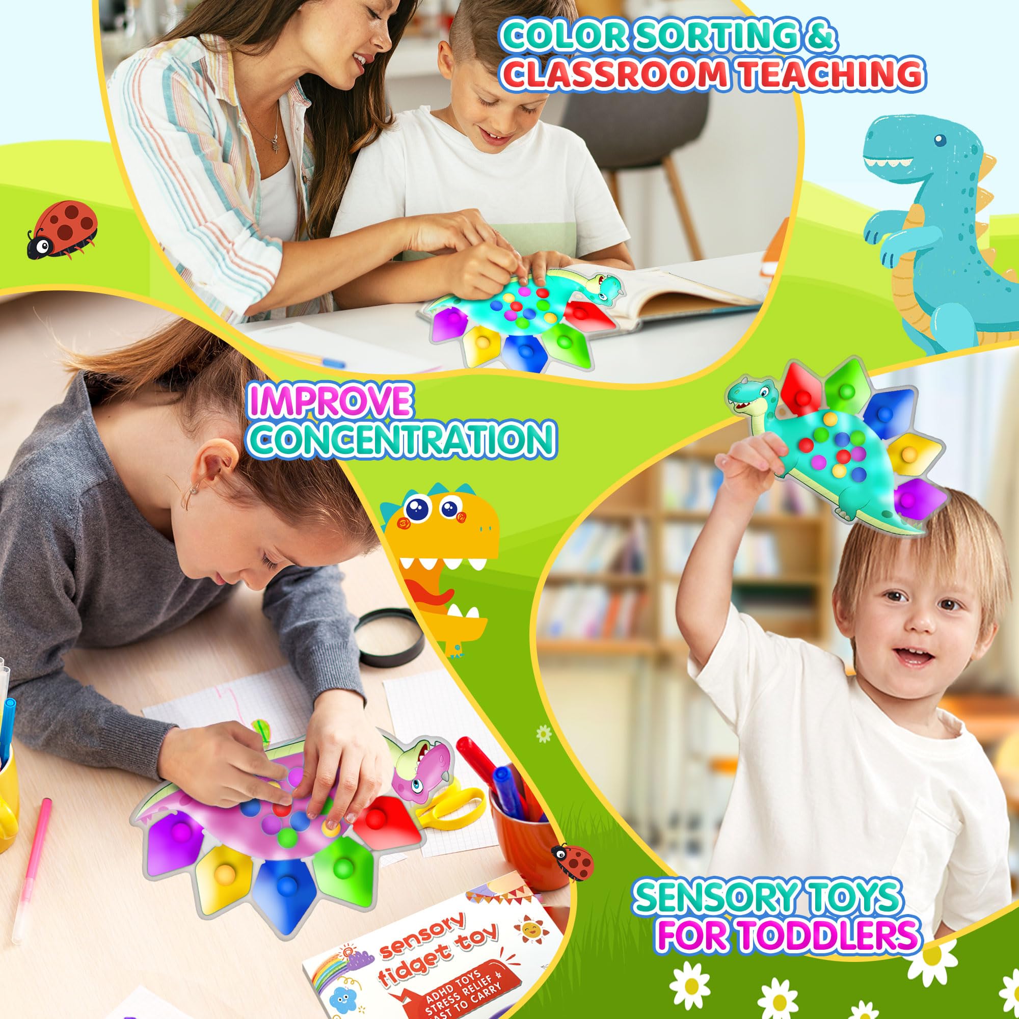 Snapklik.com : Valentine Girl Gifts Pink Dinosaur Color Sorting Sensory ...