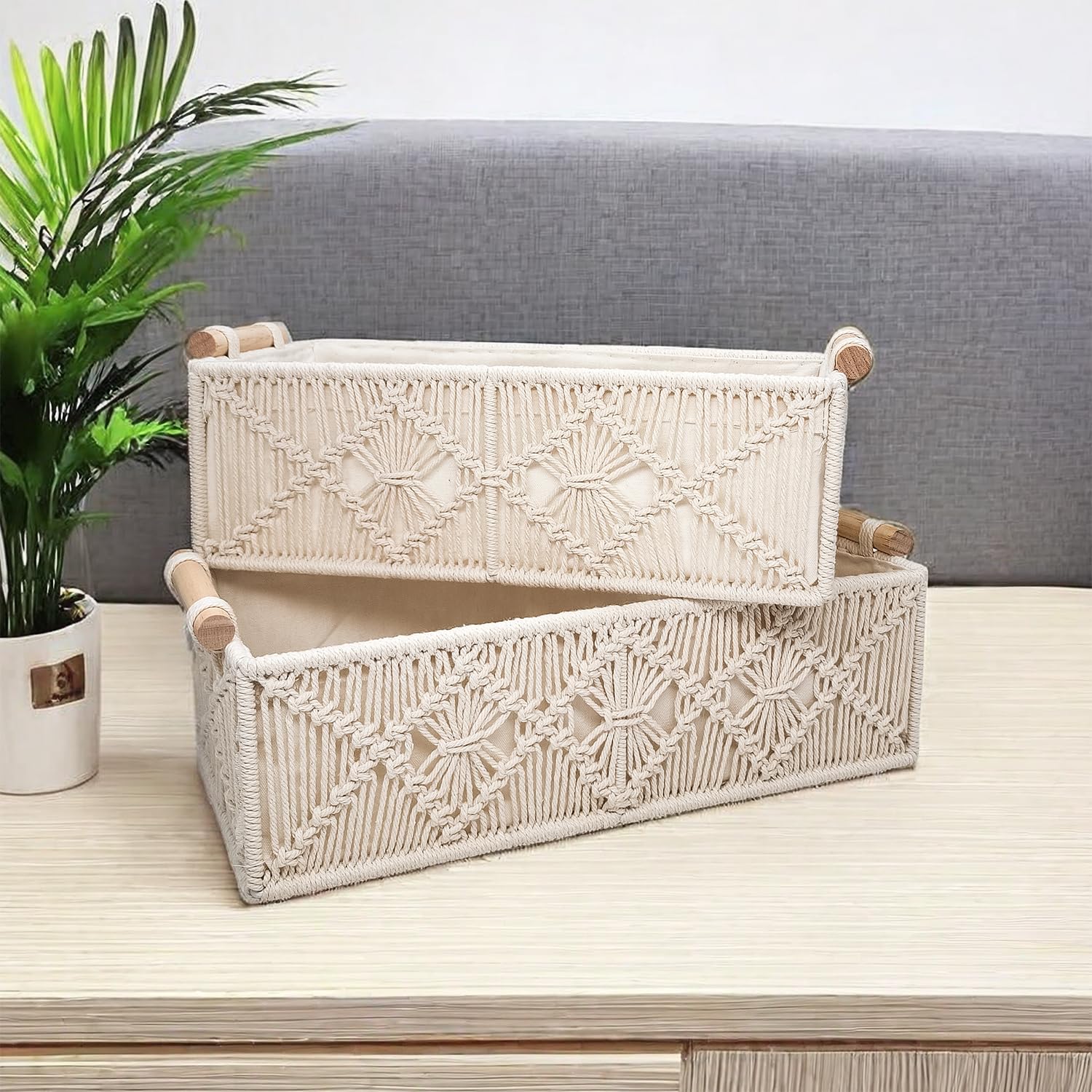 Amazon.com: GIB Macrame Storage Baskets Boho Decor Box for Organizing ...