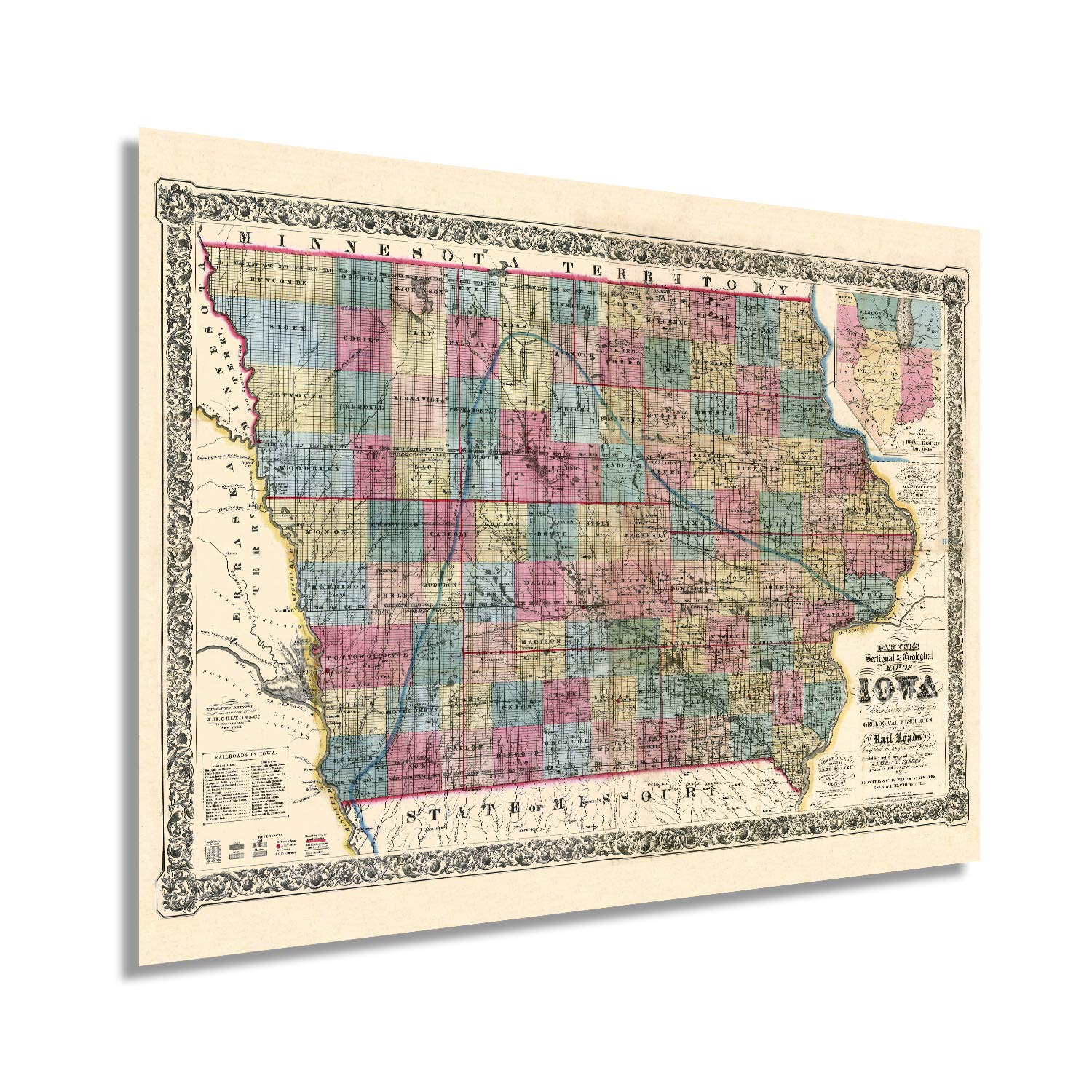 Snapklik.com : Vintage 1856 Iowa State Map Poster - 18x24 Inch Vintage ...
