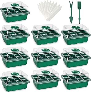 Amazon.com : UWIOFF Seed Starter Tray, 12-Pack 144 Cells Seedling Starter Trays, Humidity ...