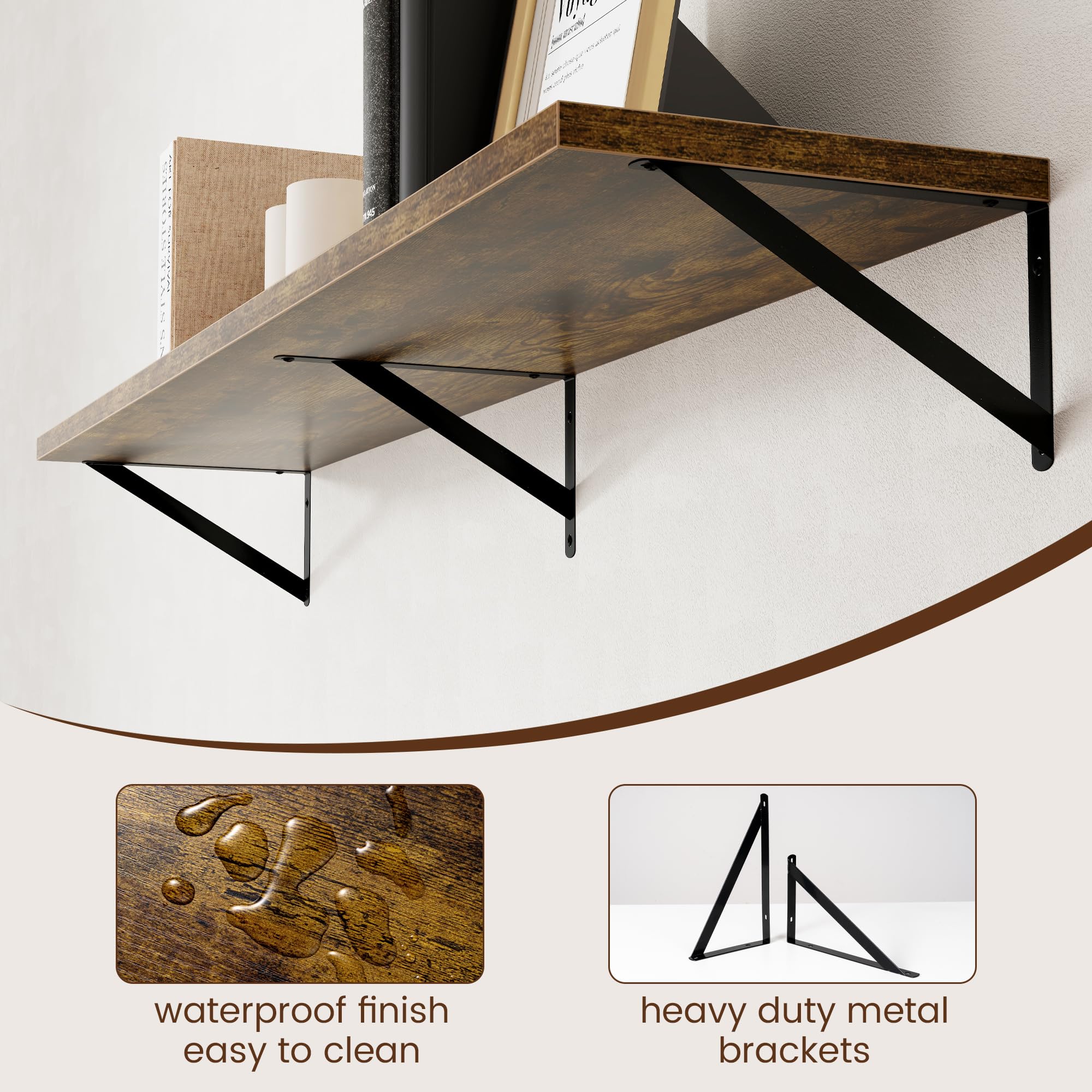 Snapklik.com : 12 Inch Deep Floating Shelves For Wall - 55 Inch Wide X ...