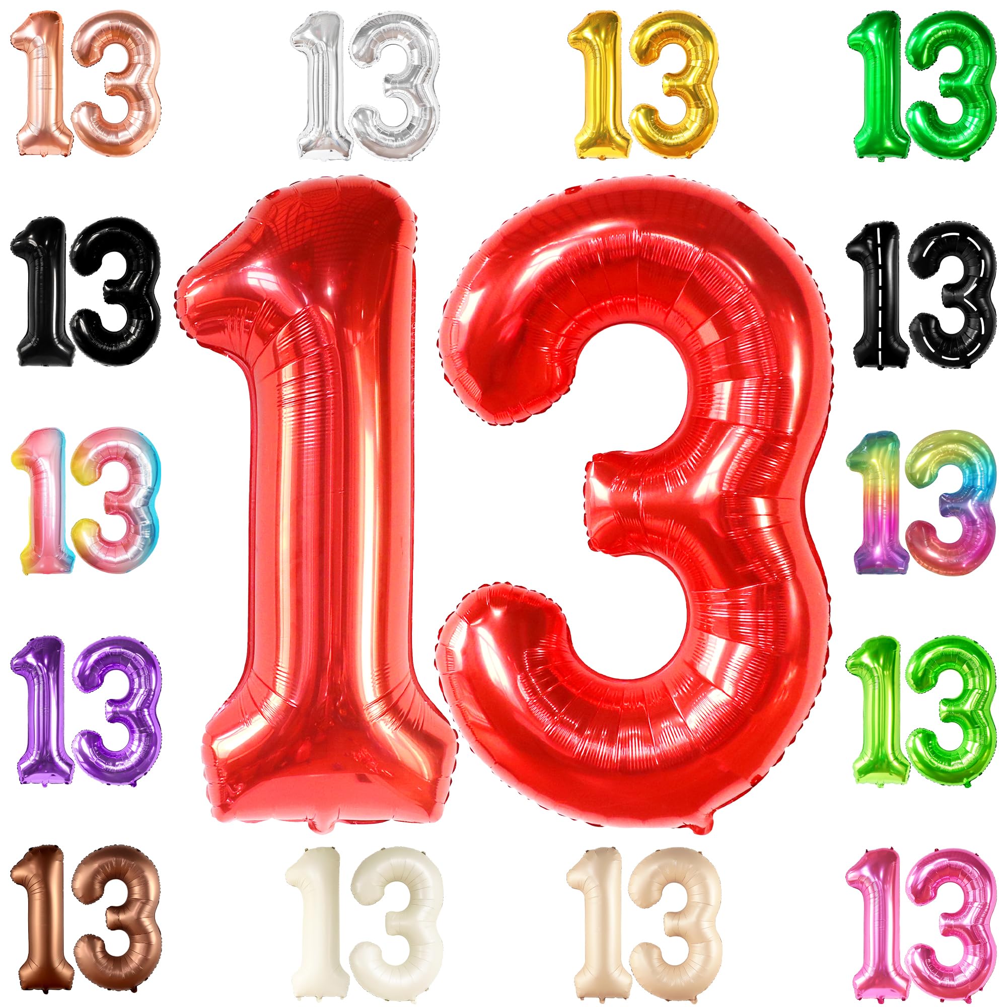 Amazon.com: KatchOn, Giant Red 13 Balloon Numbers - 40 Inch | Red ...