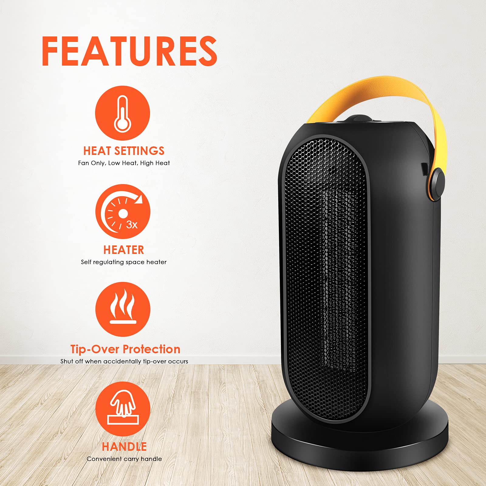 Space Heater Mini Electric Ceramic Portable Heater 1200w 600w With ...