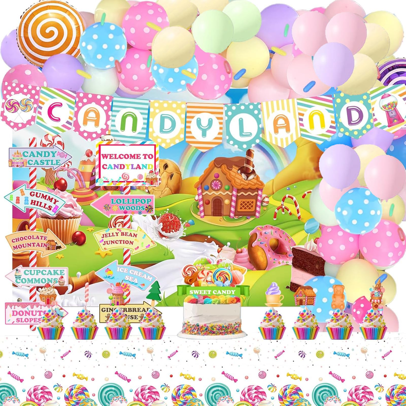 Amazon.com: Fiesec Candyland Party Decorations, Candyland Themed ...