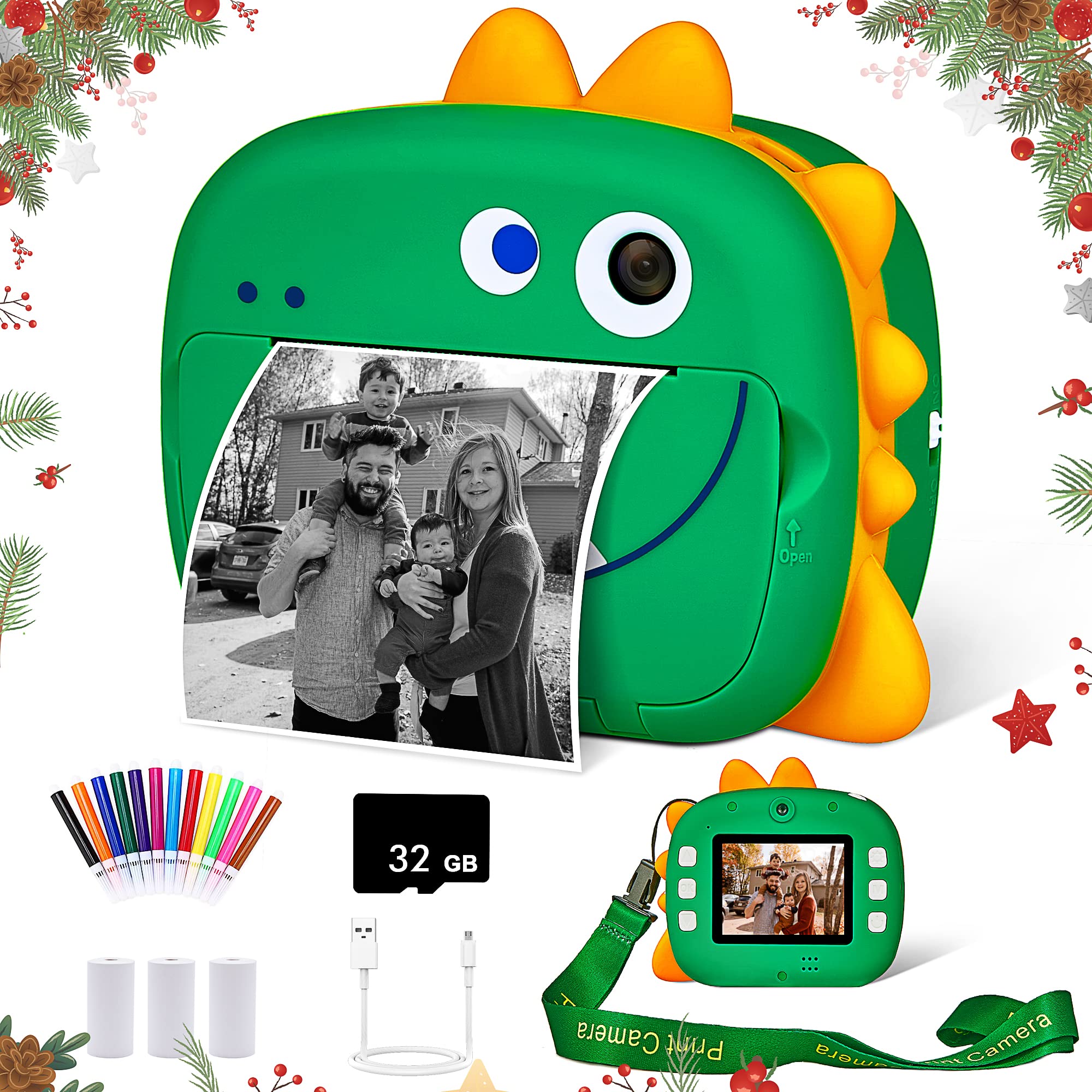 WQ Camera for Kids, Instant Print Camera with 32GB Memory Card, Selfie ...