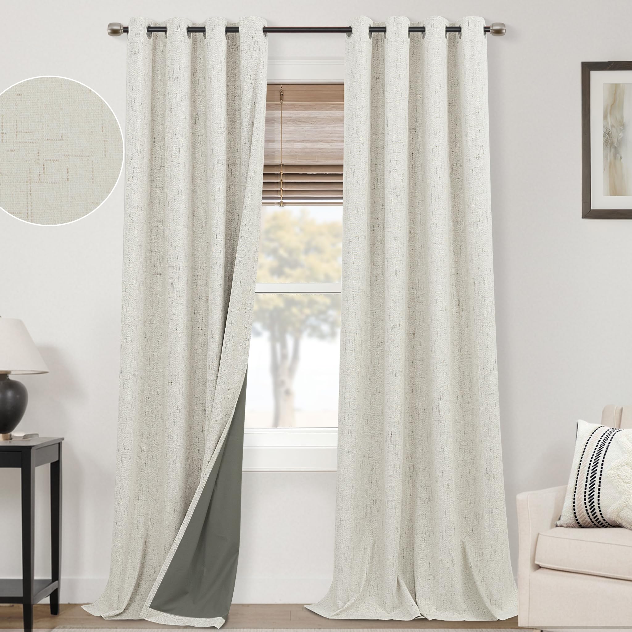 Amazon.com: Mrs.Naturall 92 Inch Curtains for Living Room,Grommet Room ...