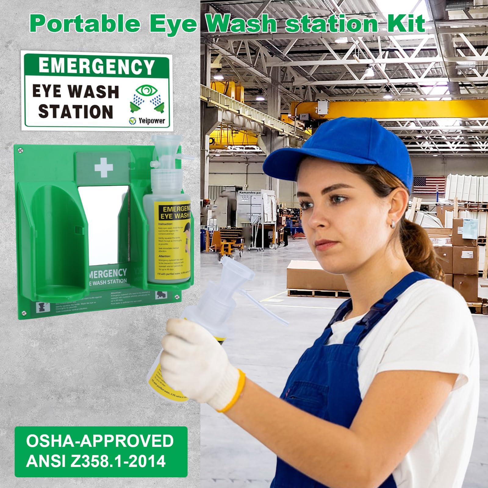 Snapklik.com : Portable Eyewash Station Kit OSHA-Approved