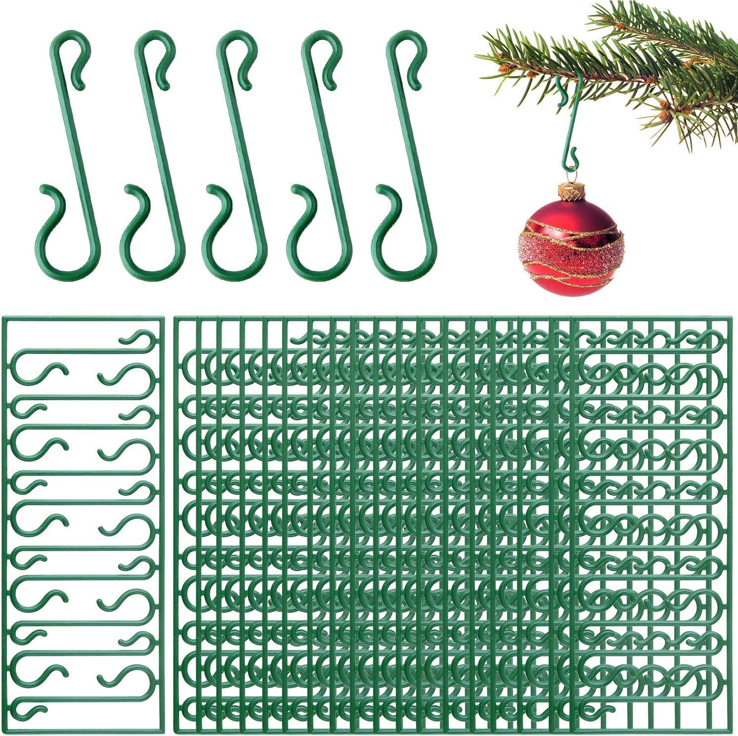 UKDeals Direct® 100 Bauble Christmas Tree Hooks Green Ornament Hooks ...